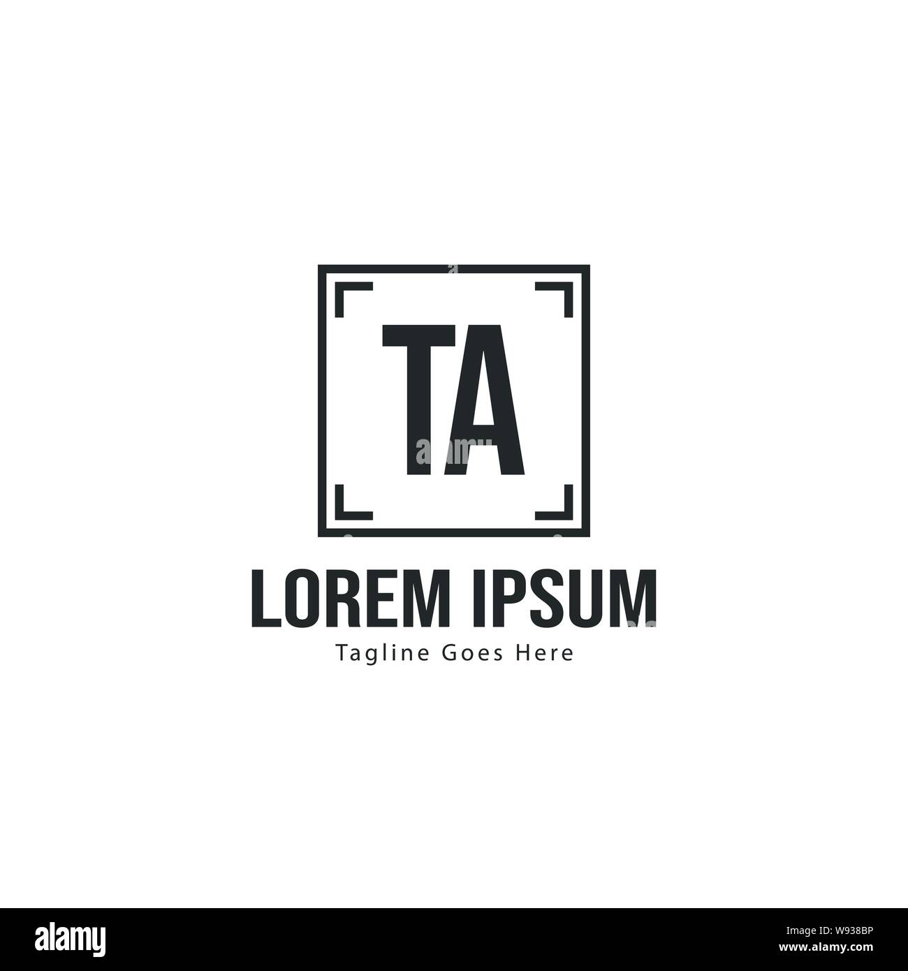 Initial TA logo template with modern frame. Minimalist TA letter logo ...