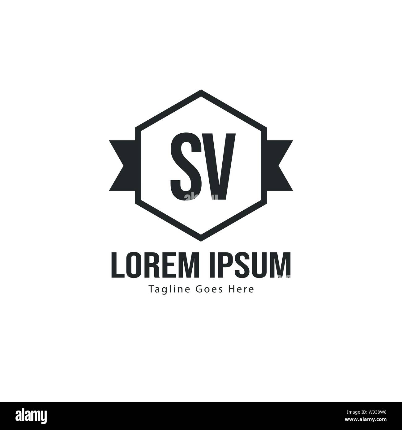 Initial SV logo template with modern frame. Minimalist SV letter logo ...