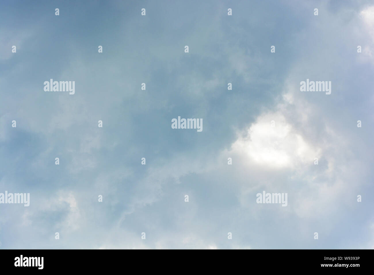Colorful heavenly angelic white clouds and blue, blue sky with sunlight ...