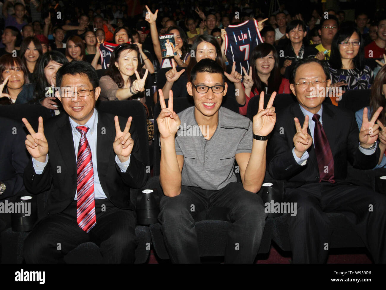 NBA star Jeremy Lin of the Houston Rockets basketball team, center ...