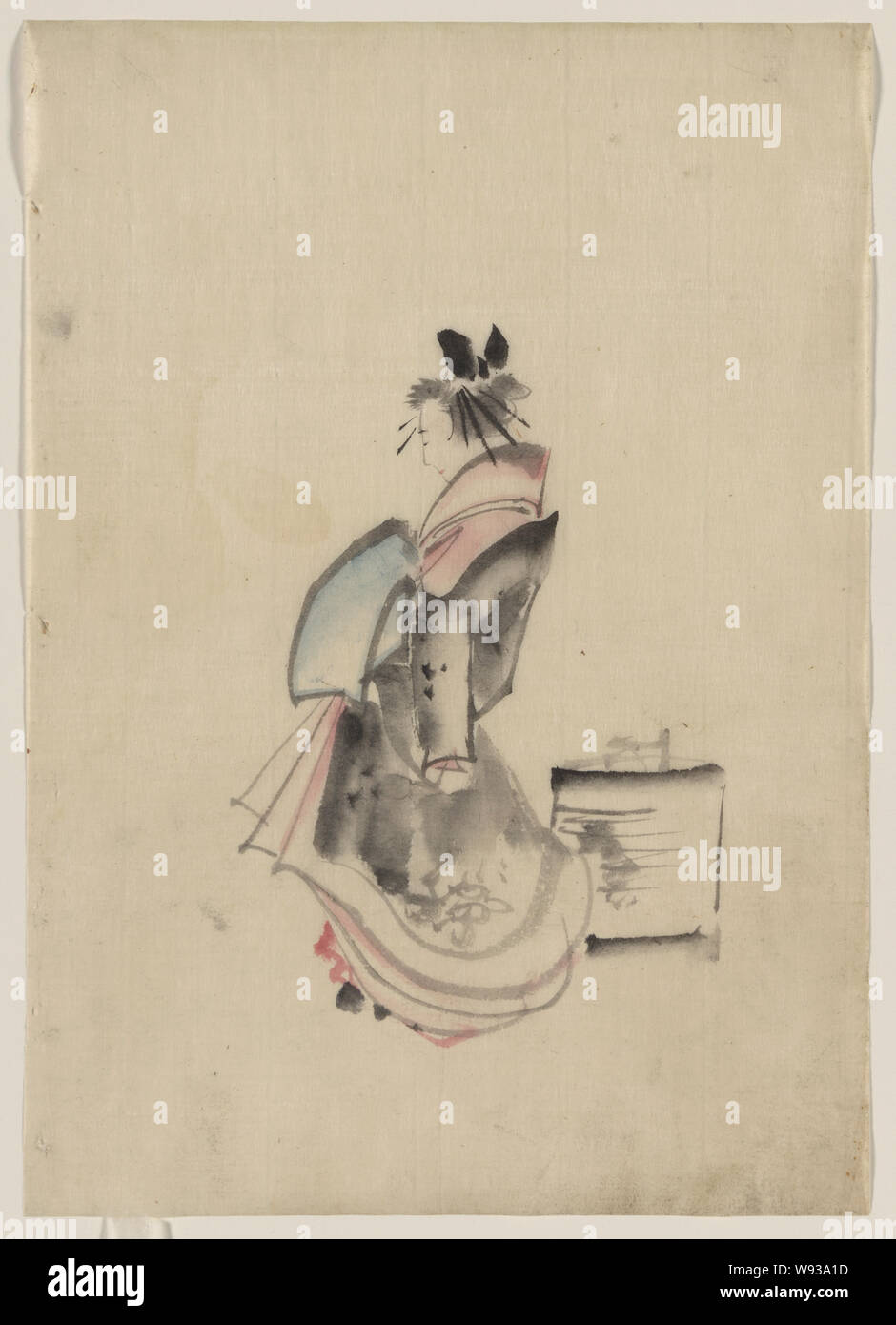 A woman, possibly a courtesan, full-length, standing, facing left Stock ...