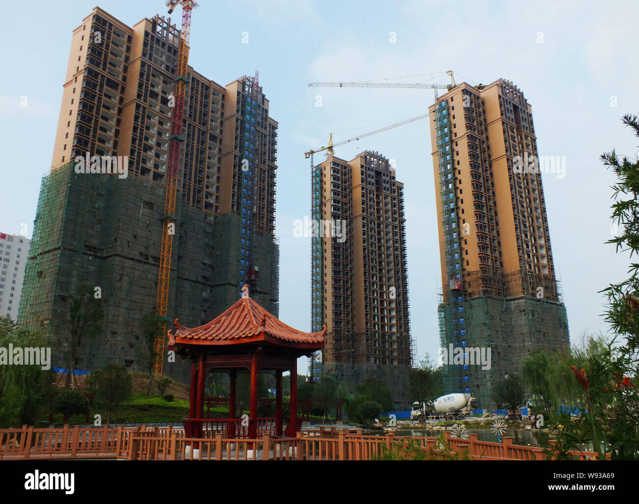 New high-rise residential apartment buildings are under construction in ...