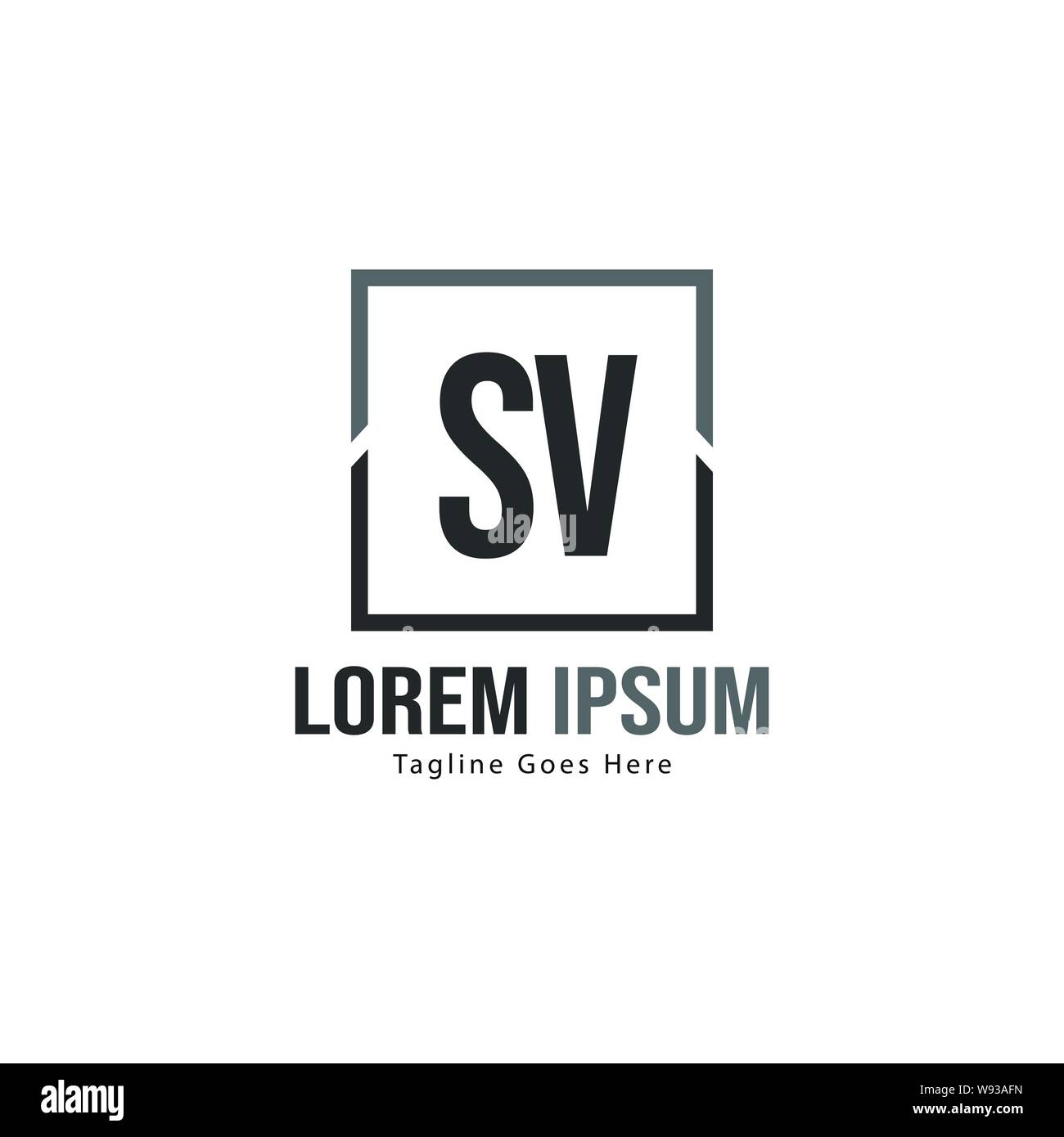 Initial SV logo template with modern frame. Minimalist SV letter logo ...