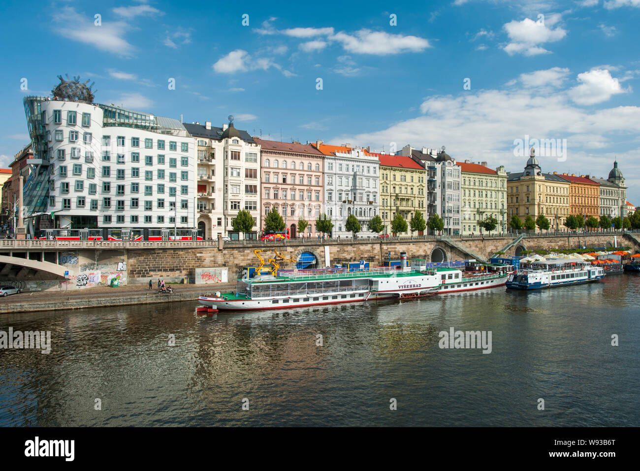 Buildings on the Rašínovo nábřeží (Rašín Embankment) in Prague, Czech ...