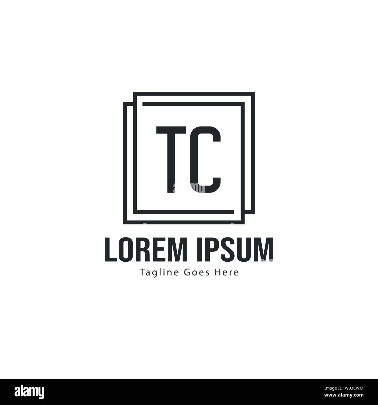 Initial TC logo template with modern frame. Minimalist TC letter logo ...