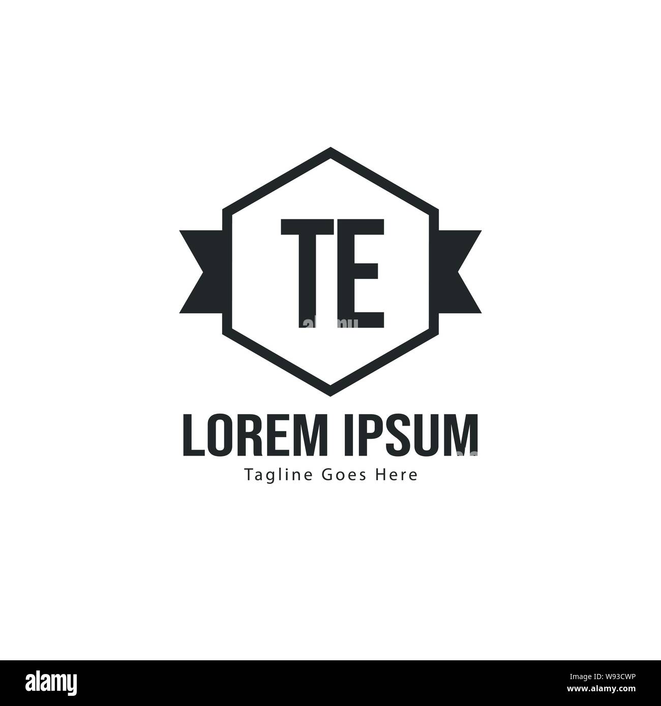 Initial TE logo template with modern frame. Minimalist TE letter logo ...