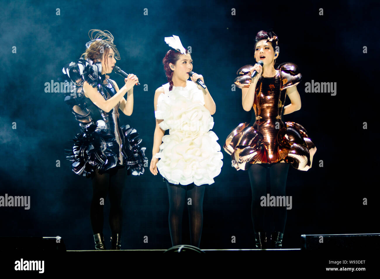 (From left) Hebe Tien, Selina Jen and Ella Chen of Taiwanese pop girl ...