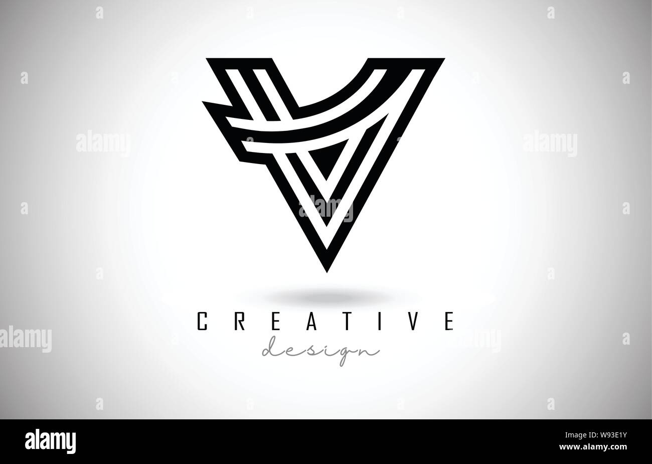 V Letter Logo Monogram Design. Creative V Letter Icon with Black Lines ...