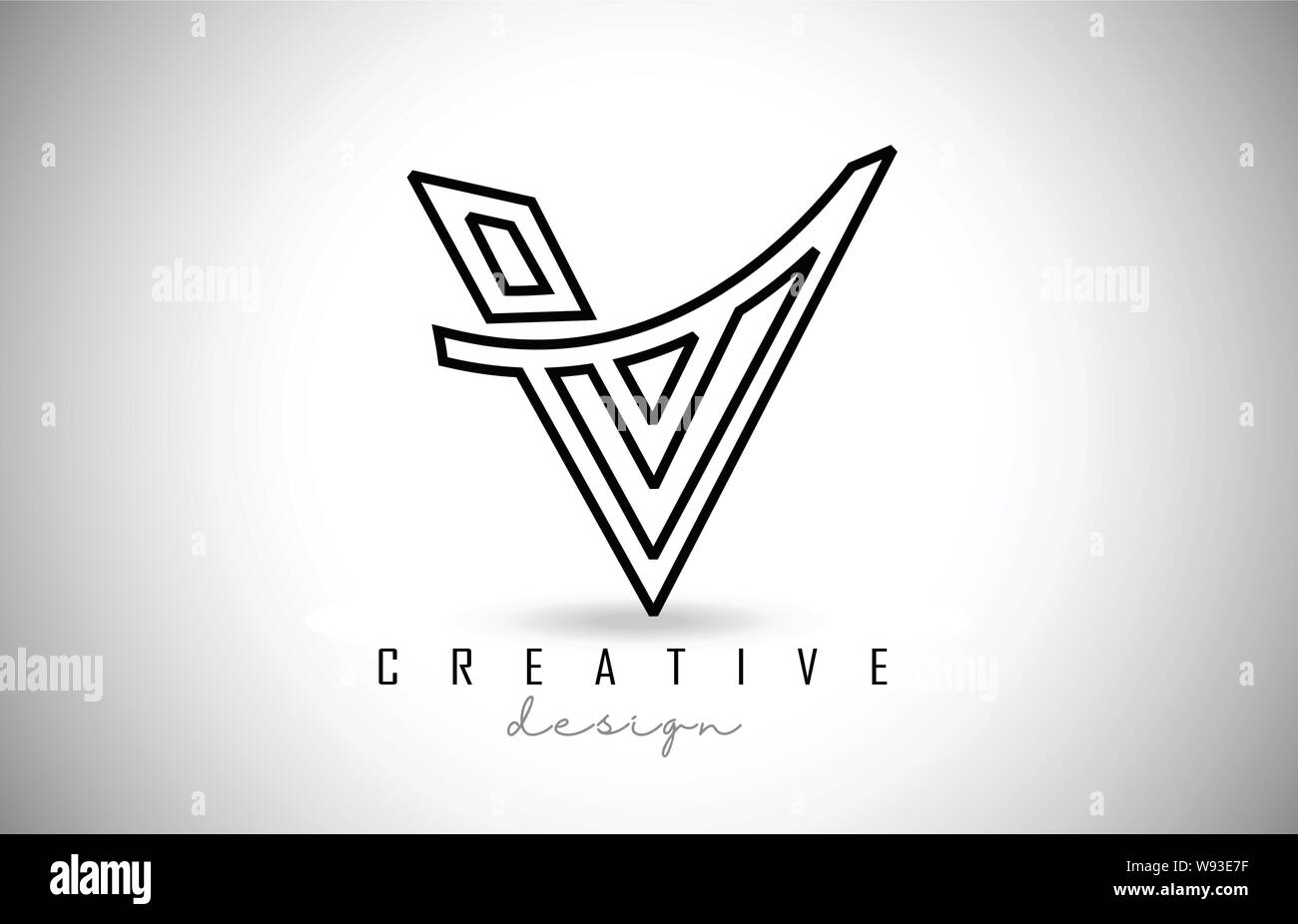 V Letter Logo Monogram Design. Creative V Letter Icon with Black Lines ...