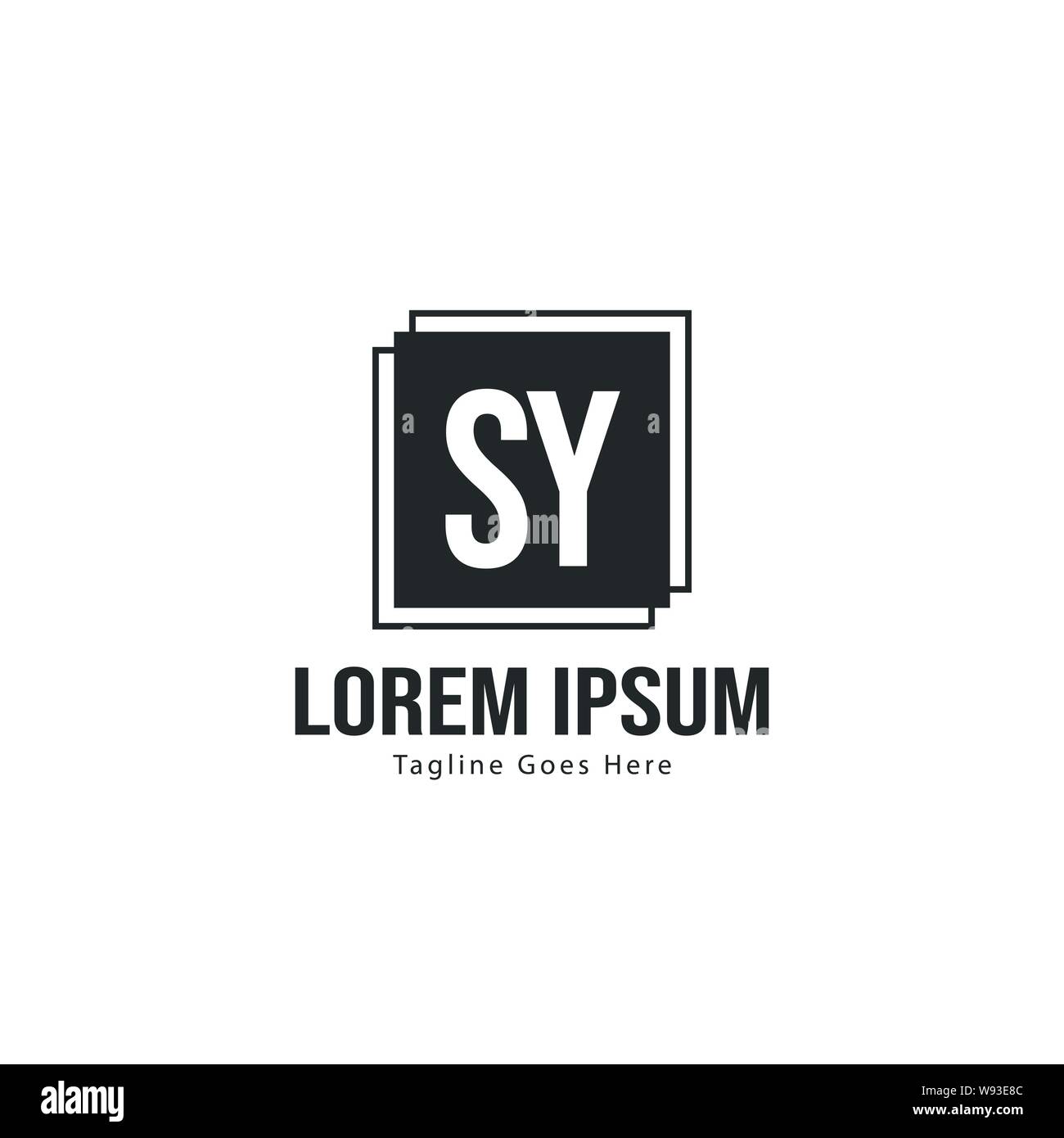 Initial SY logo template with modern frame. Minimalist SY letter logo ...