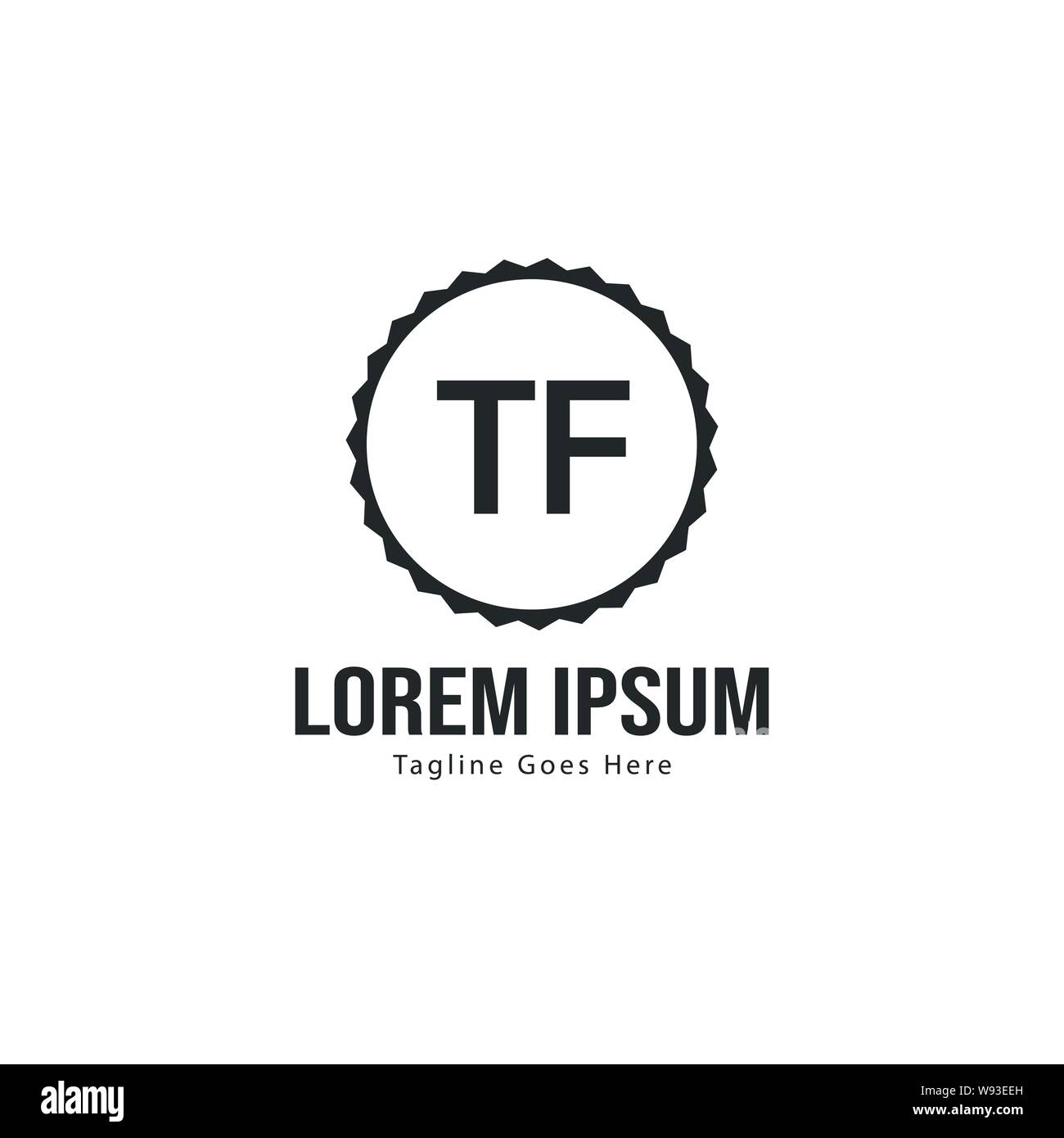 Initial TF logo template with modern frame. Minimalist TF letter logo ...