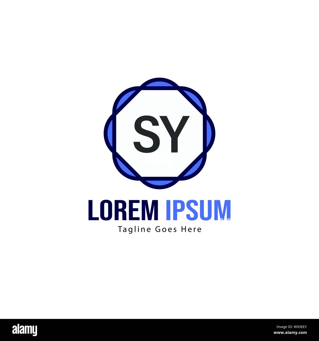 Initial SY logo template with modern frame. Minimalist SY letter logo ...