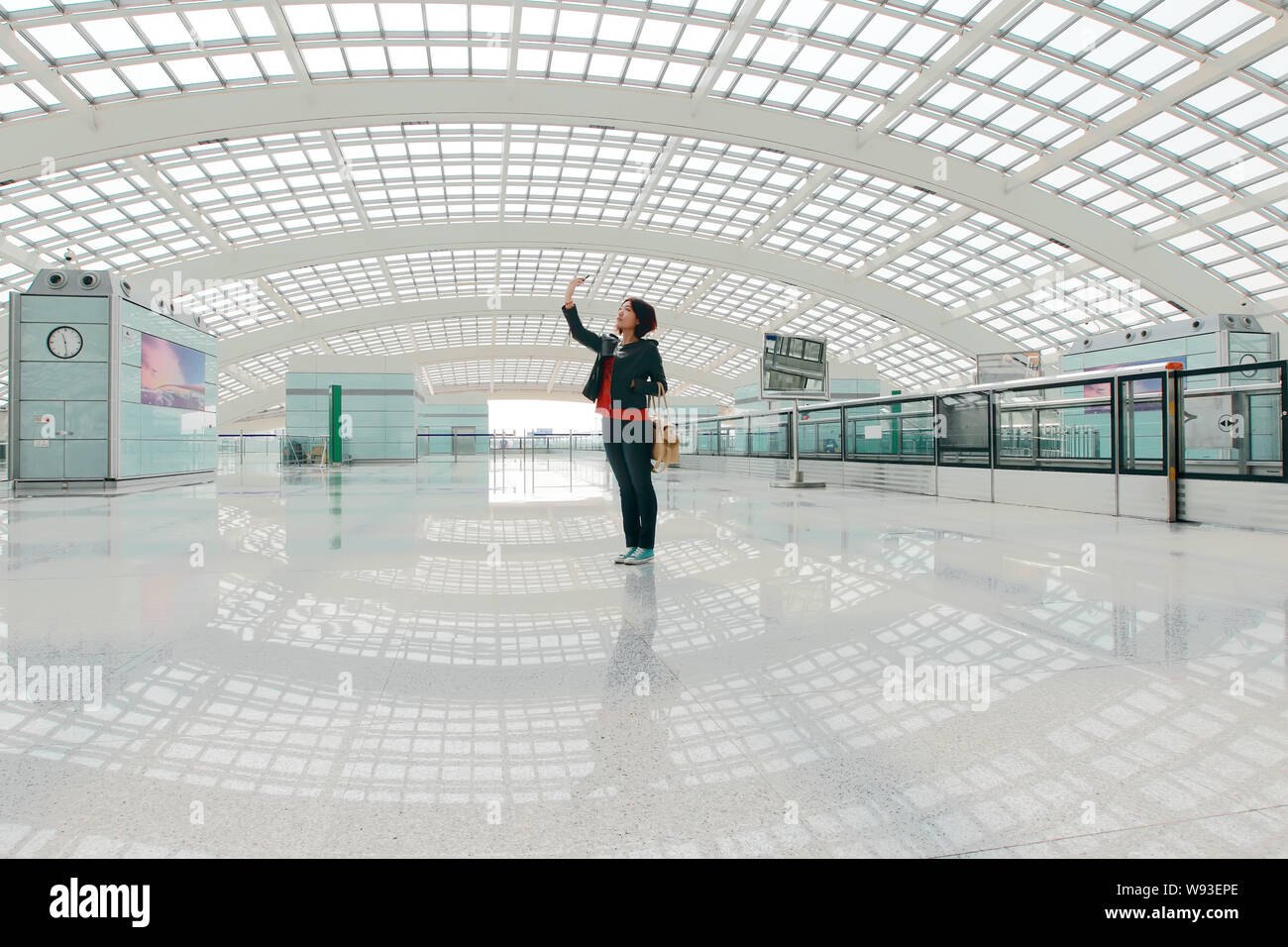 View of the high speed rail terminal at the new Terminal 3 building at ...