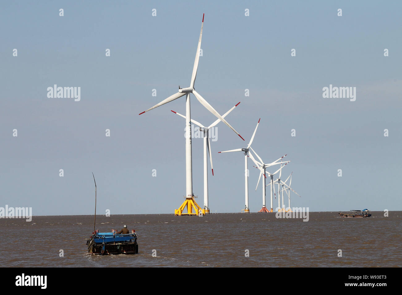 Wind turbines fishing boat hi-res stock photography and images - Alamy