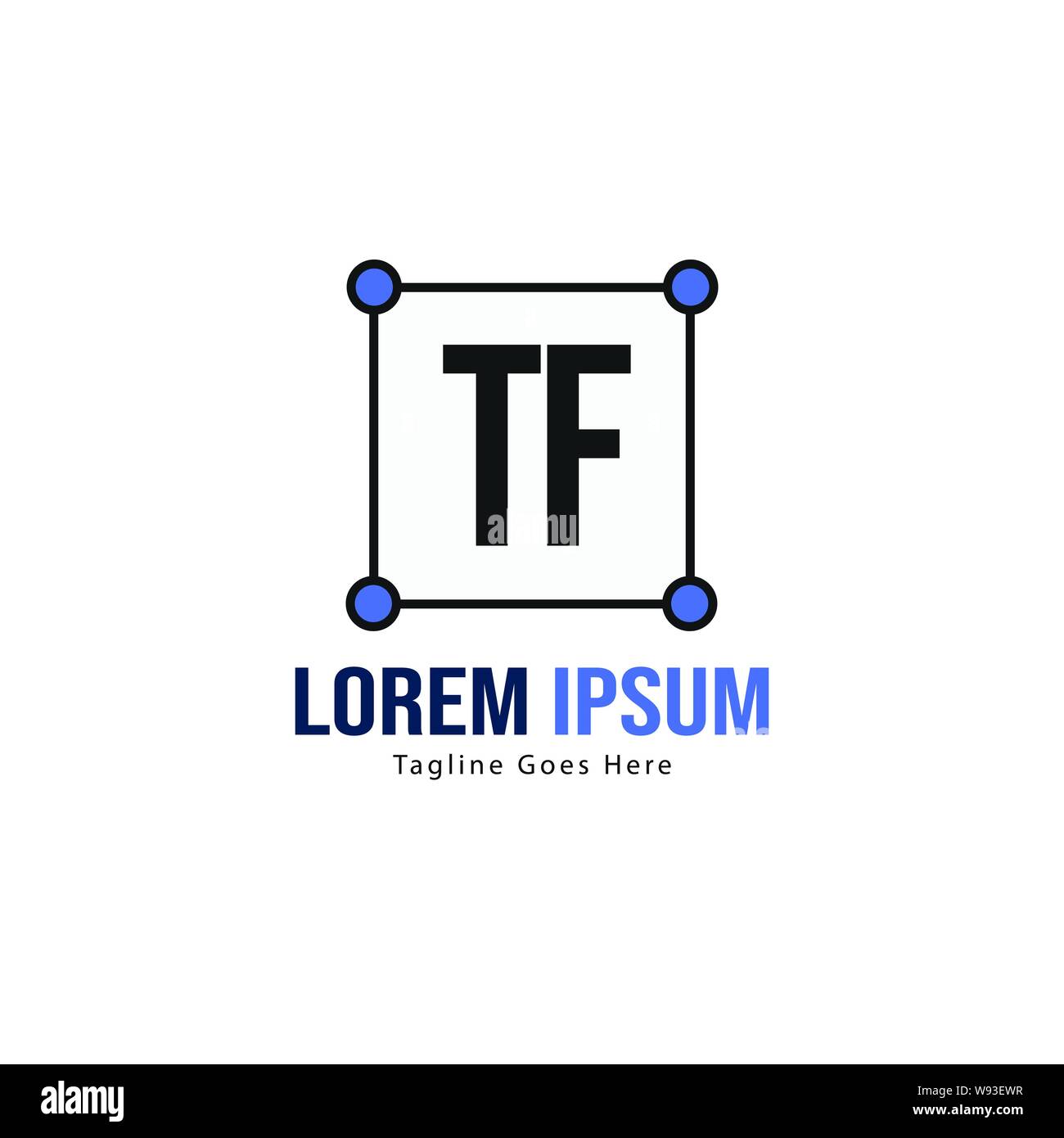 Initial TF logo template with modern frame. Minimalist TF letter logo ...