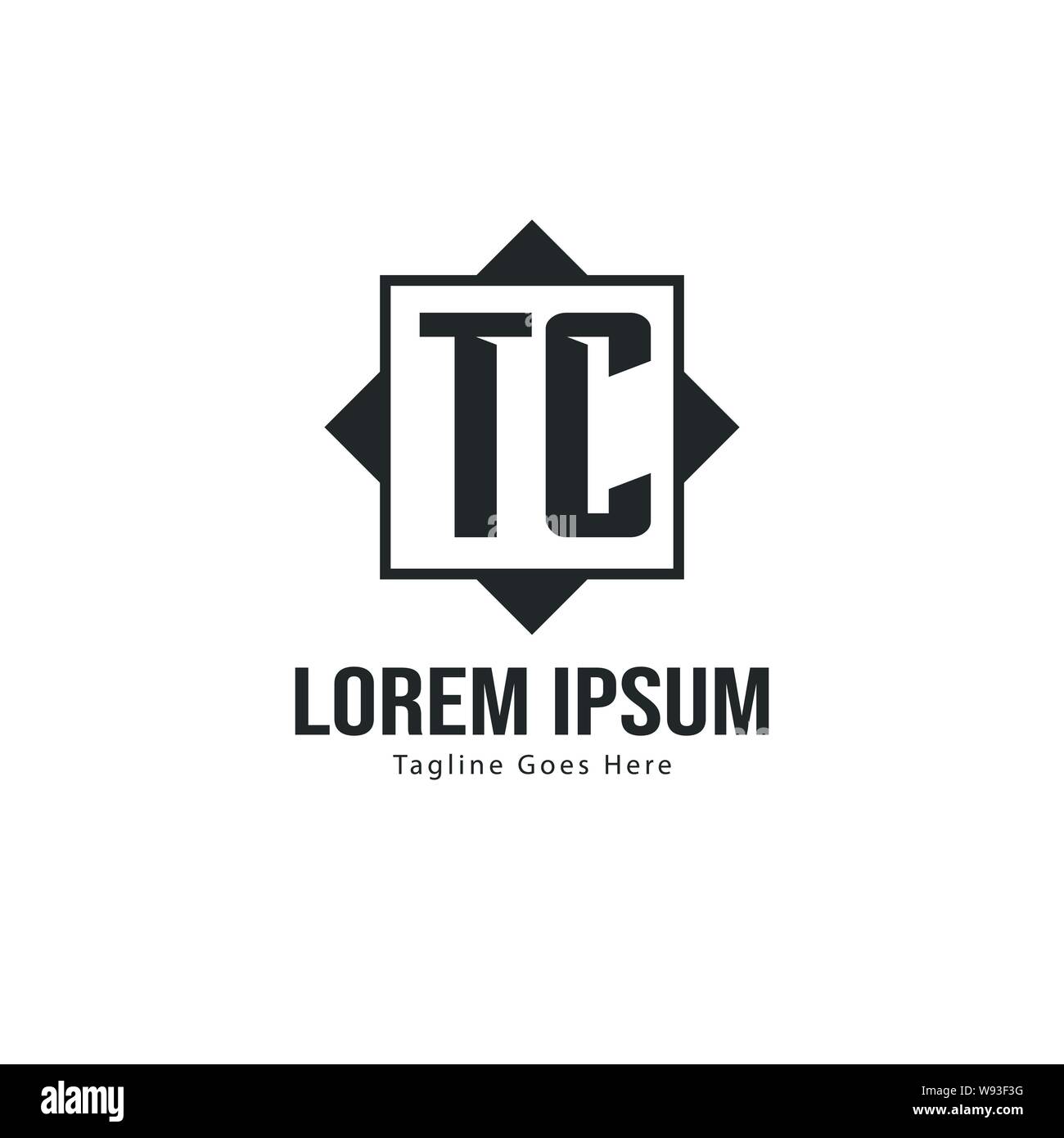 Initial TC logo template with modern frame. Minimalist TC letter logo ...