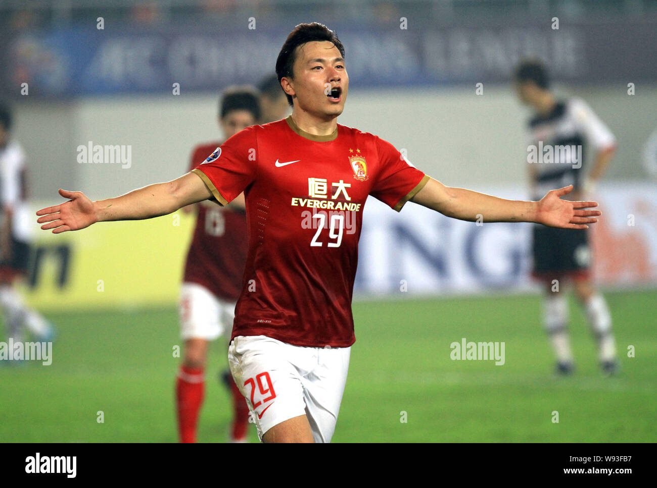 Gao Lin of Chinas Guangzhou Evergrande celebrates after scoring a goal ...