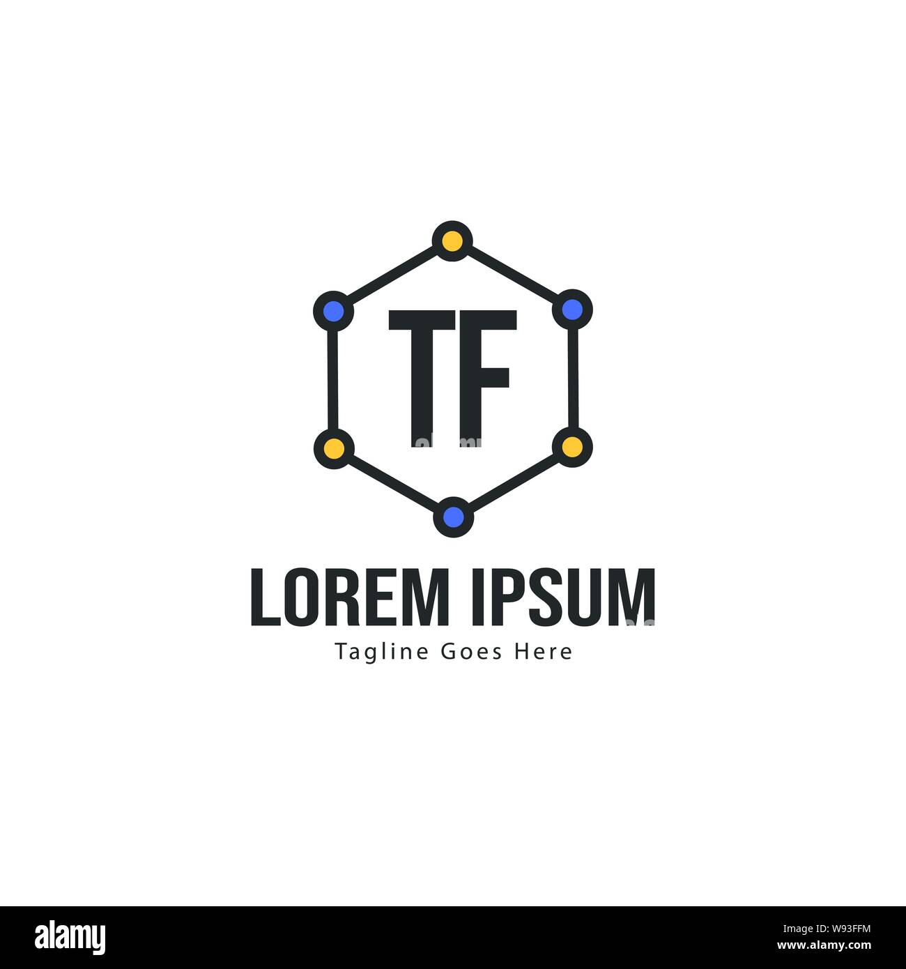 Initial TF logo template with modern frame. Minimalist TF letter logo ...