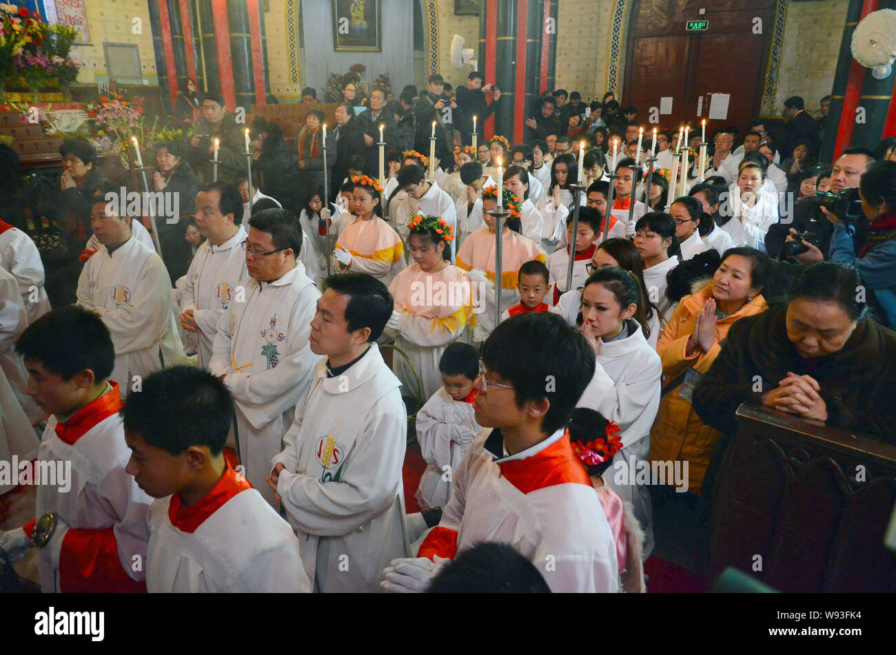 Chinese catholics and servers attend Christmas Eve Mass Serivce at ...