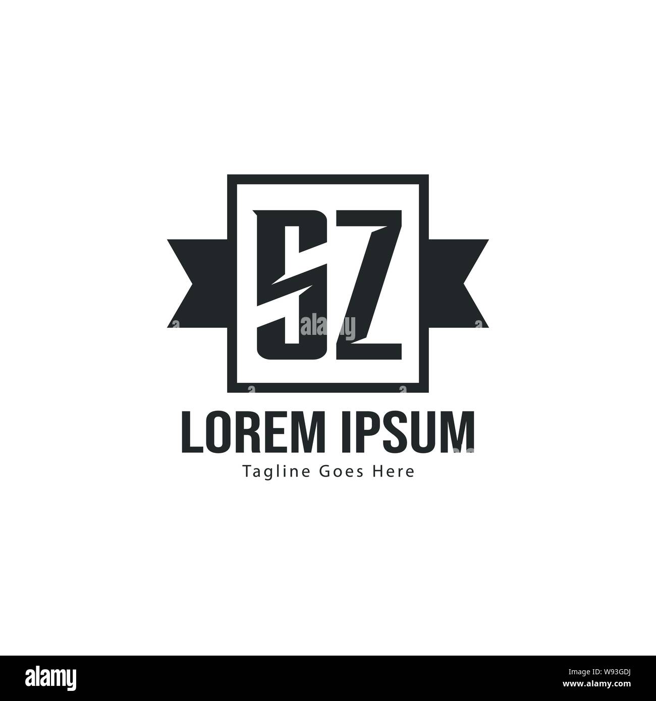 Initial SZ logo template with modern frame. Minimalist SZ letter logo vector illustration design ...