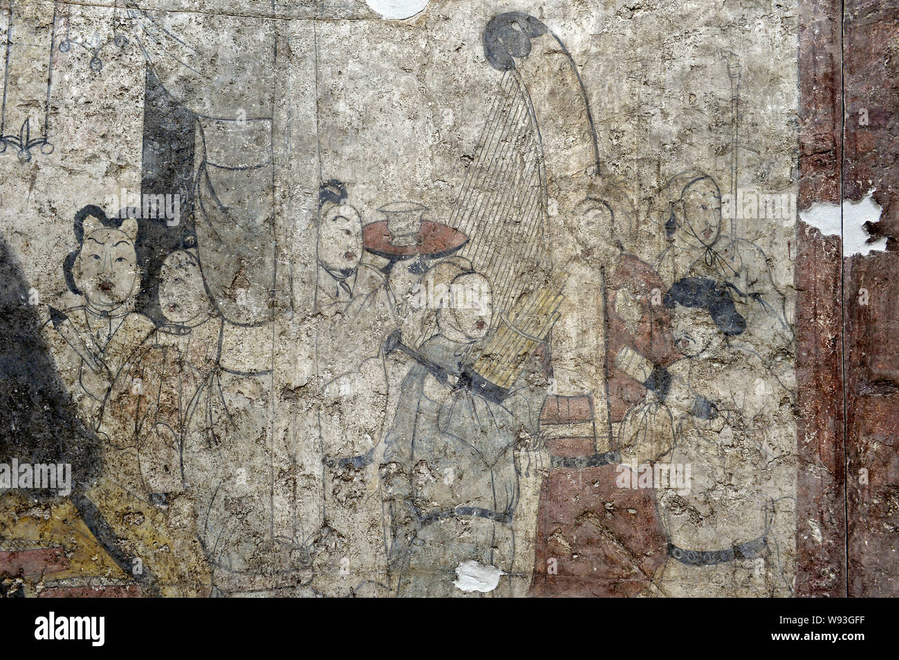 Details of a fresco are seen in the chamber of a mural tomb of the ...