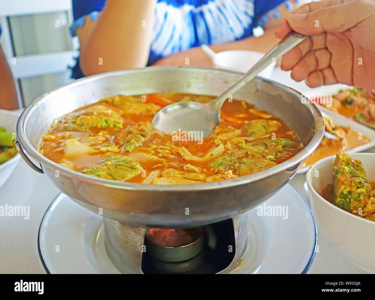 Orange Curry egg fried bitter Acacia leaf thai food Stock Photo - Alamy