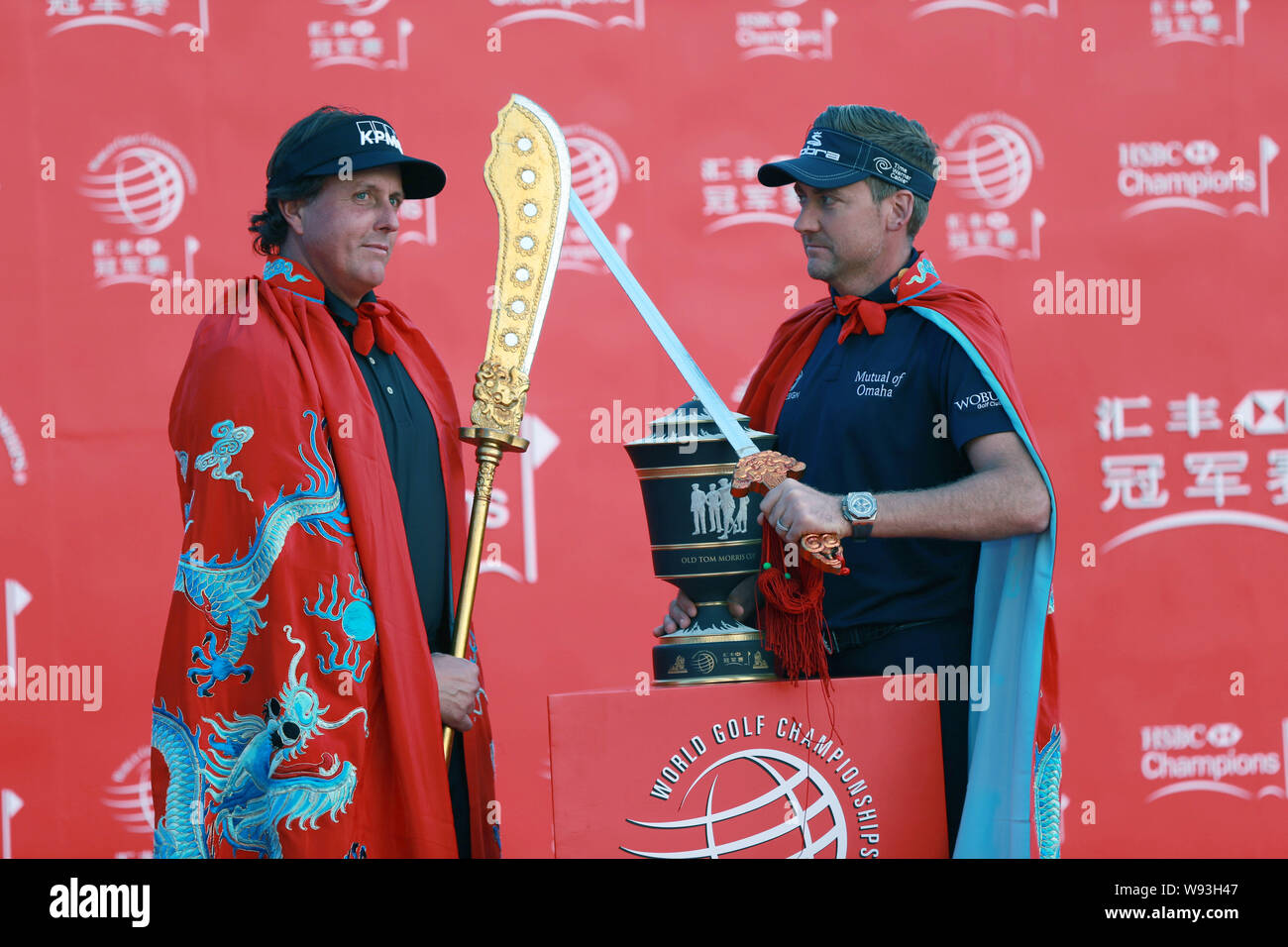 Ian Poulter of England, right, and Phil Mickelson of the United States ...