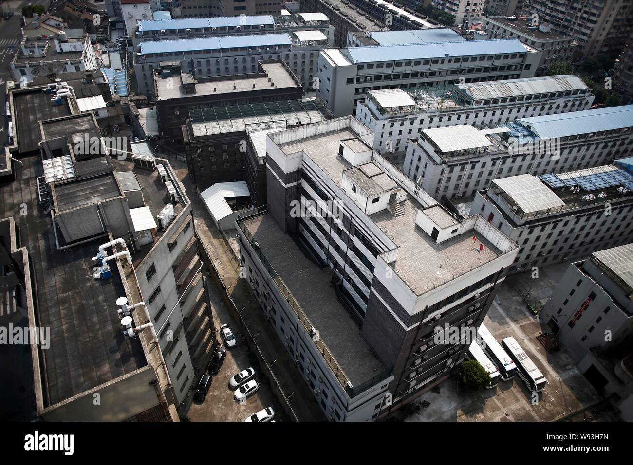 Aerial view of Tilanqiao Prison in downtown Shanghai, China, 11 July ...