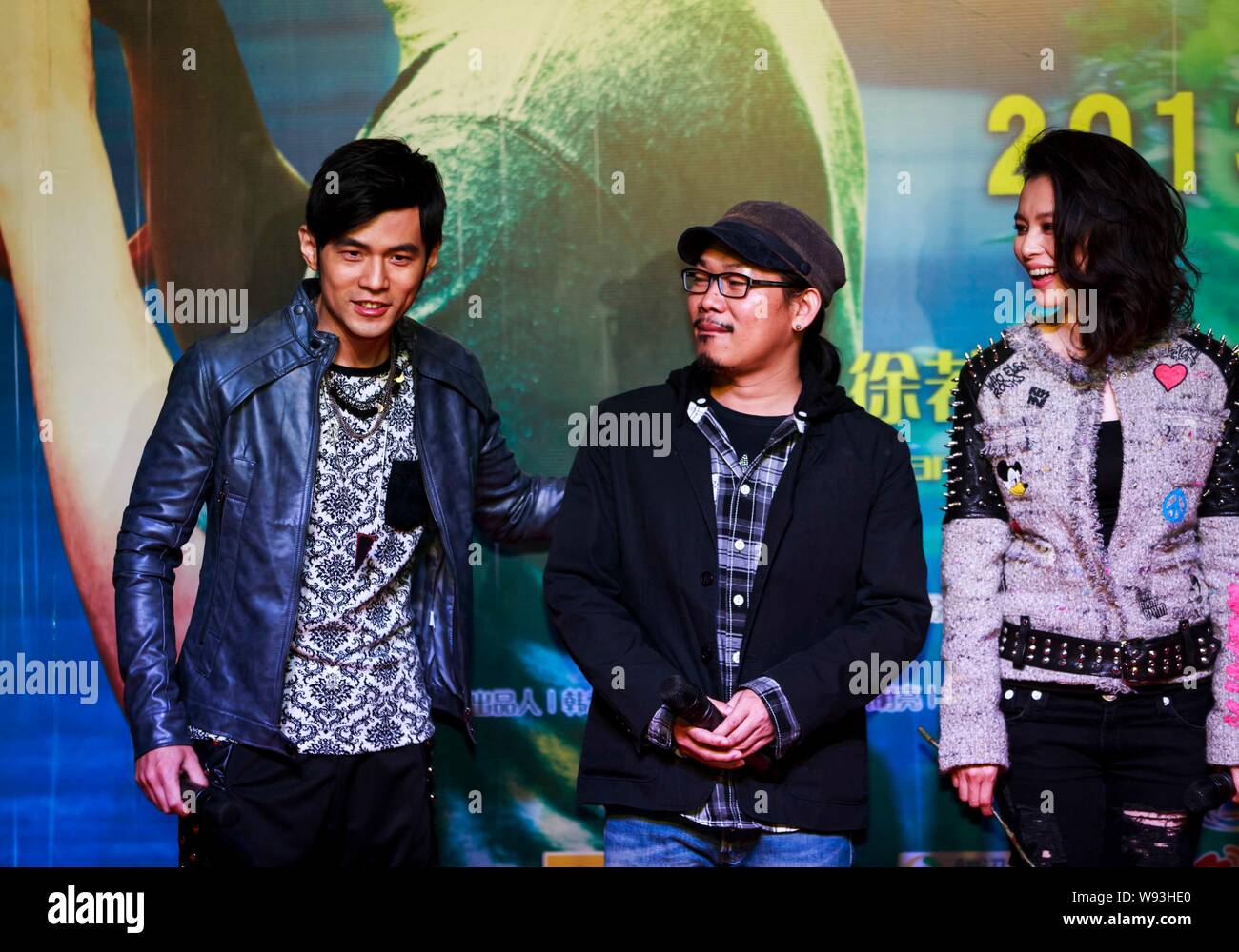 Taiwanese singer and actor Jay Chou, left, interacts with lyricist ...