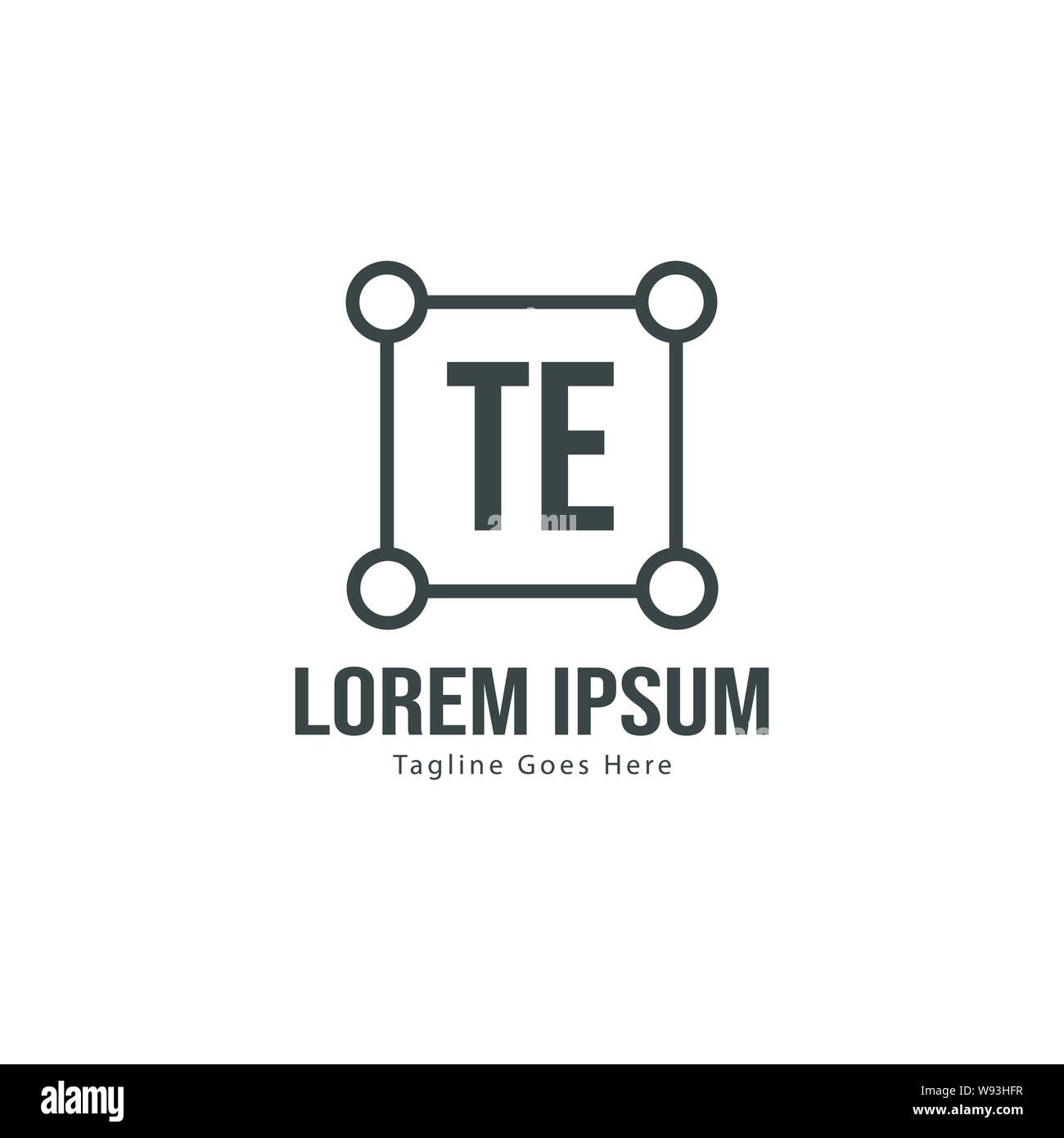 Initial TE logo template with modern frame. Minimalist TE letter logo ...