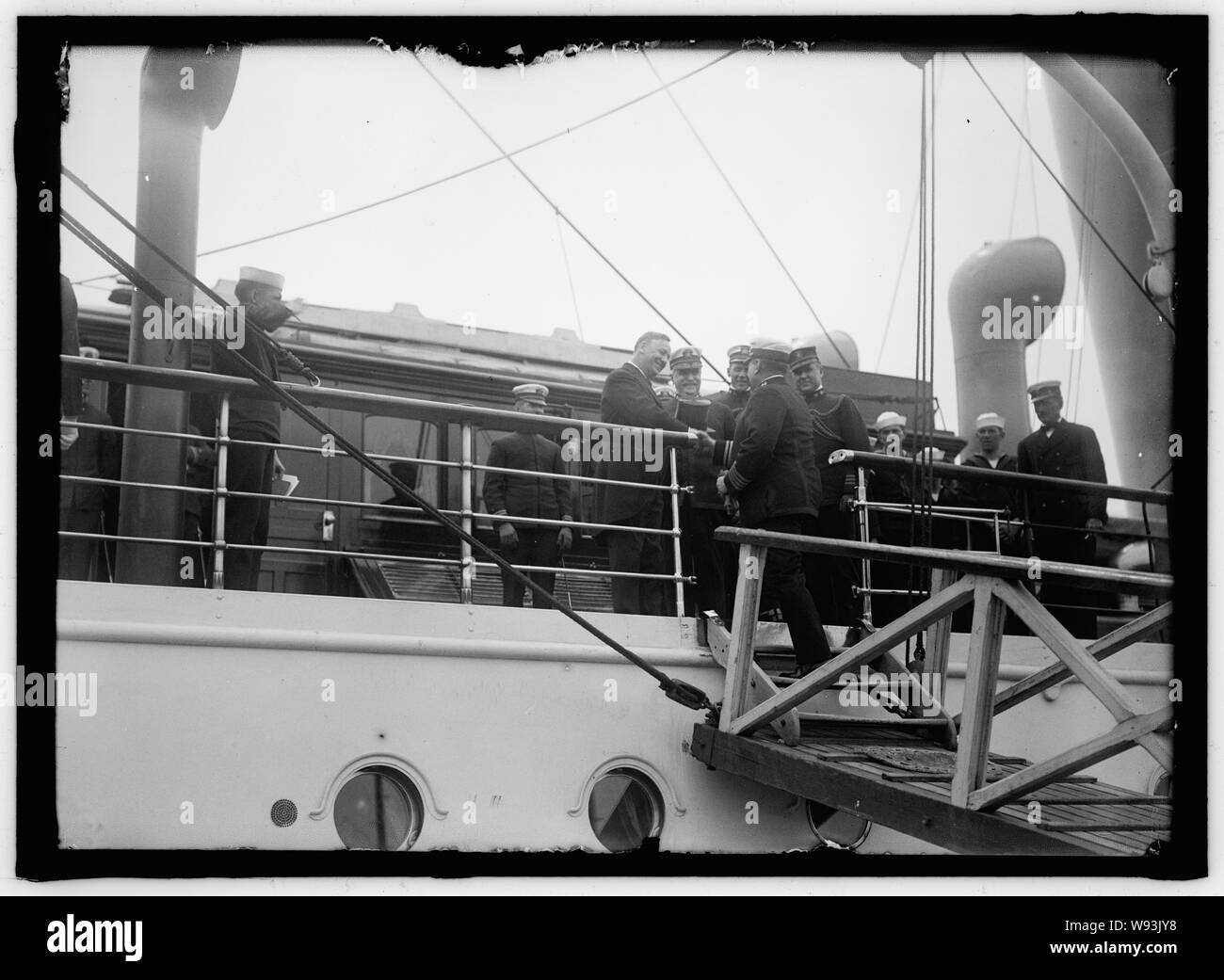 ALLIED COMMISSION TO U.S. BOARDING MAYFLOWER FOR TRIP TO MOUNT VERNON ...