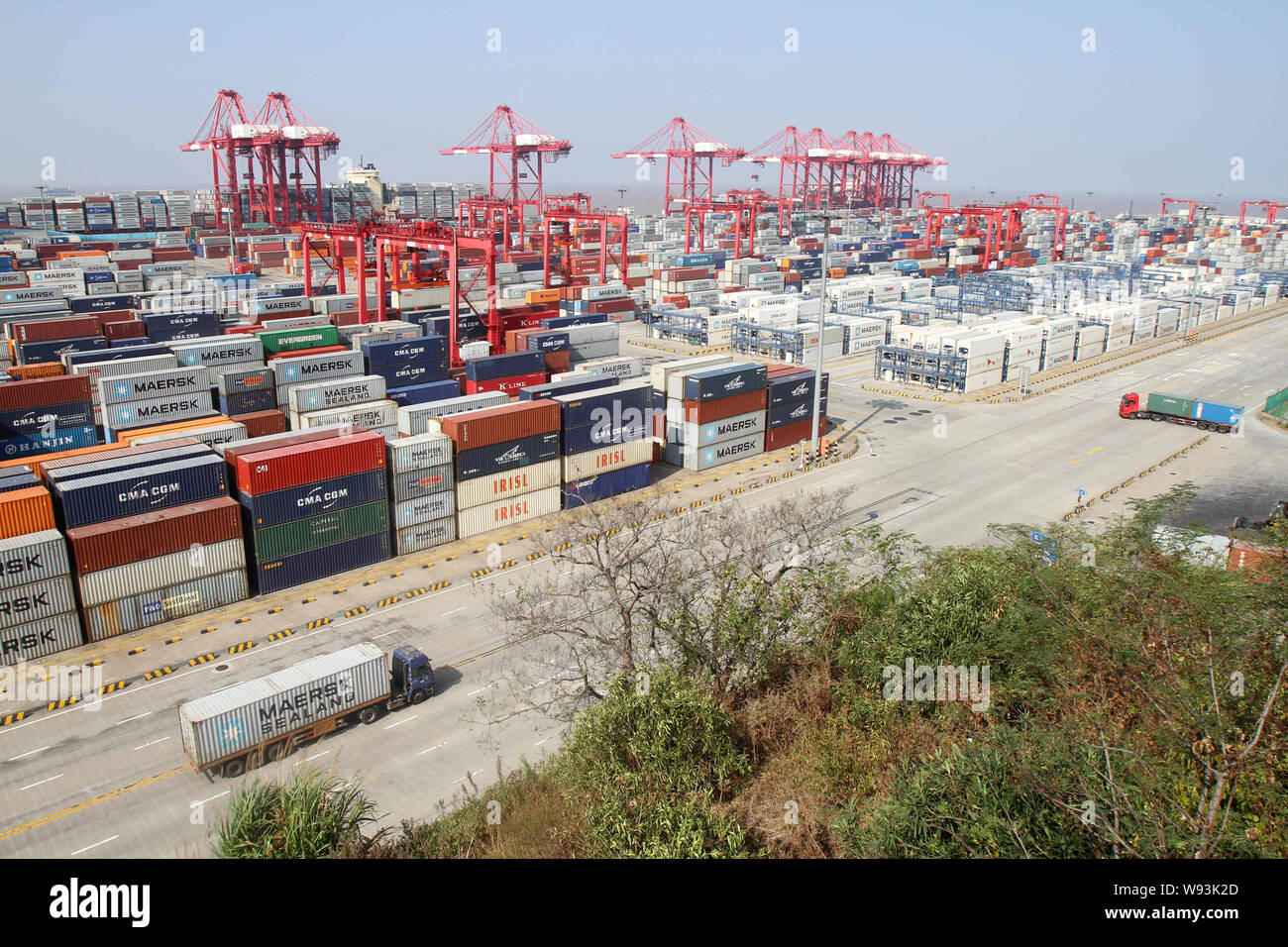 View of container terminals at Yangshan Deep-water Port, part of the ...