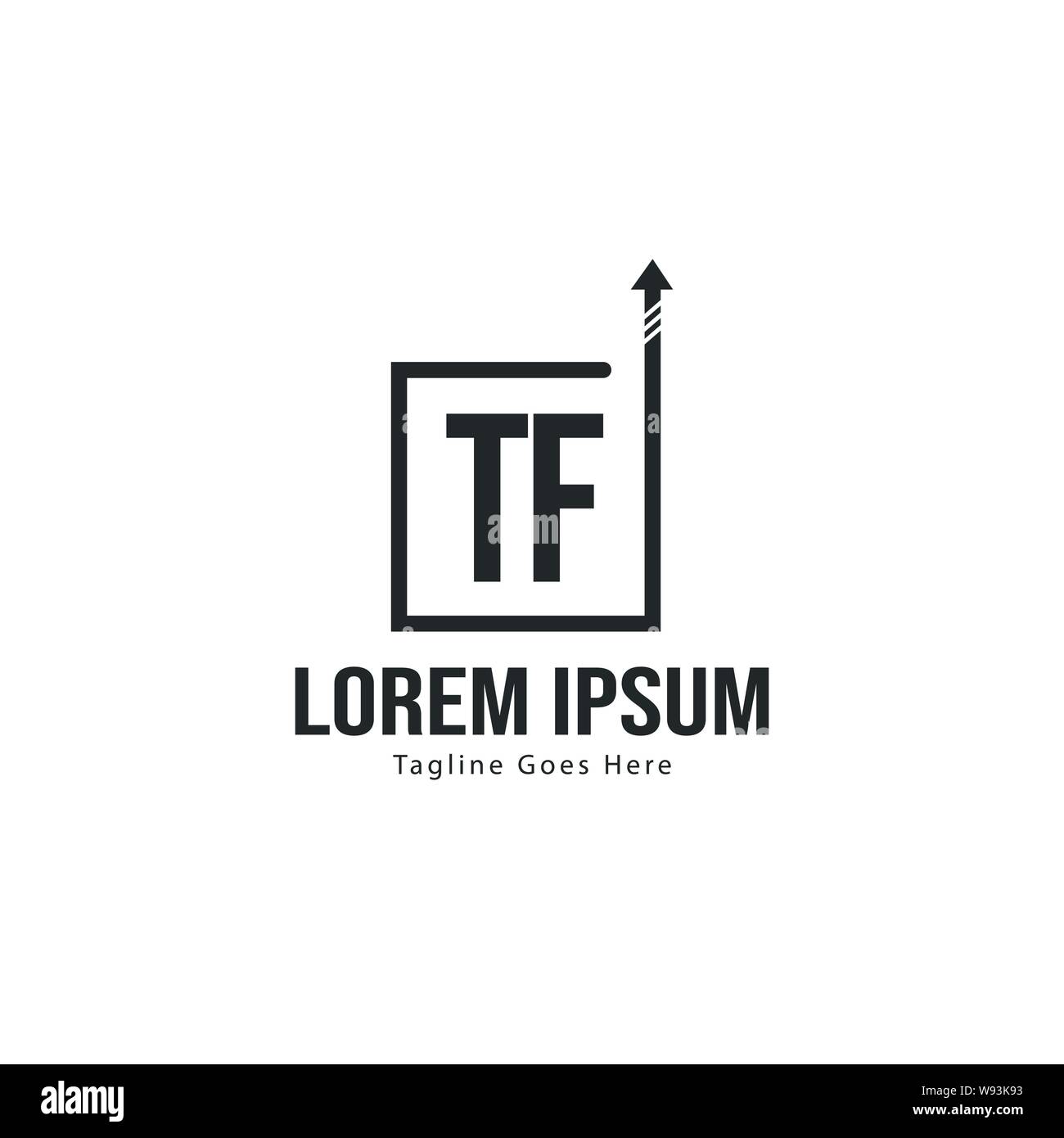 Initial TF logo template with modern frame. Minimalist TF letter logo ...