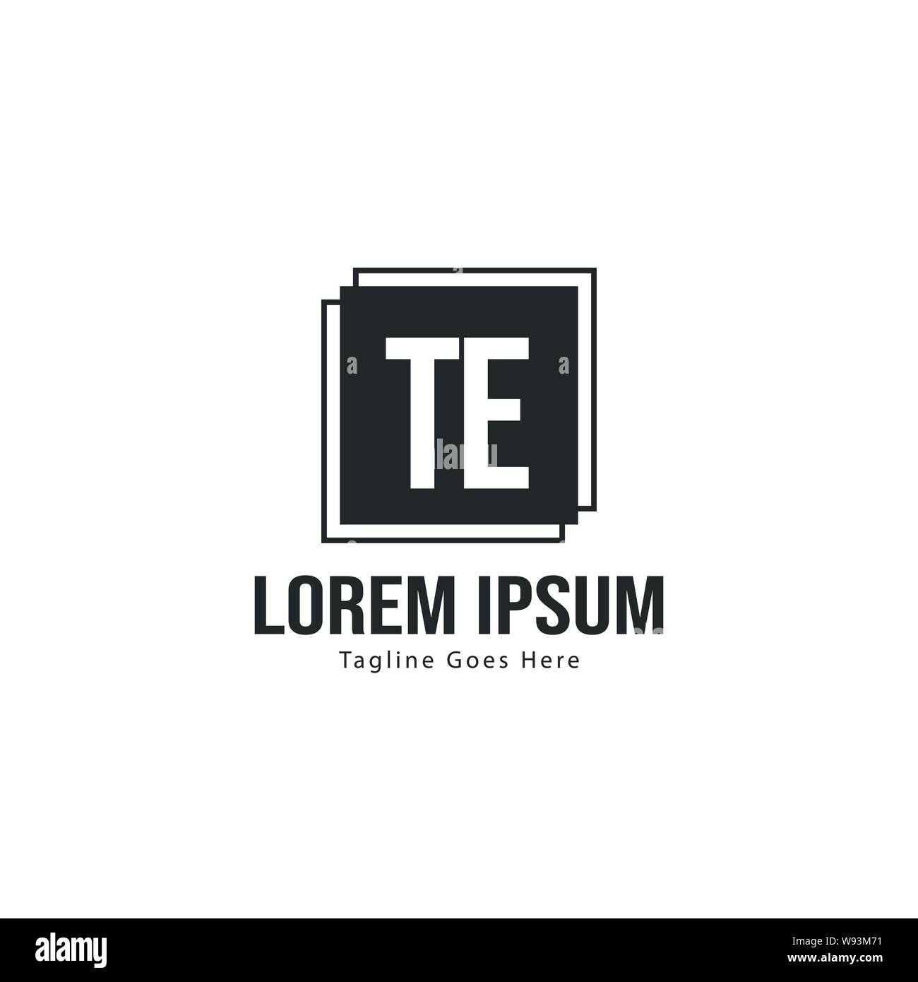 Initial TE logo template with modern frame. Minimalist TE letter logo ...