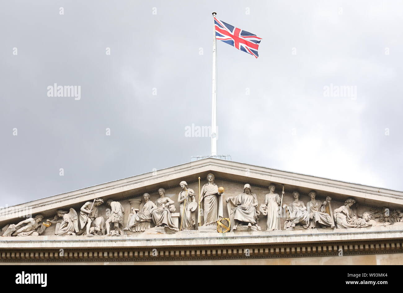 British museum and British Union Jack flag London UK Stock Photo - Alamy
