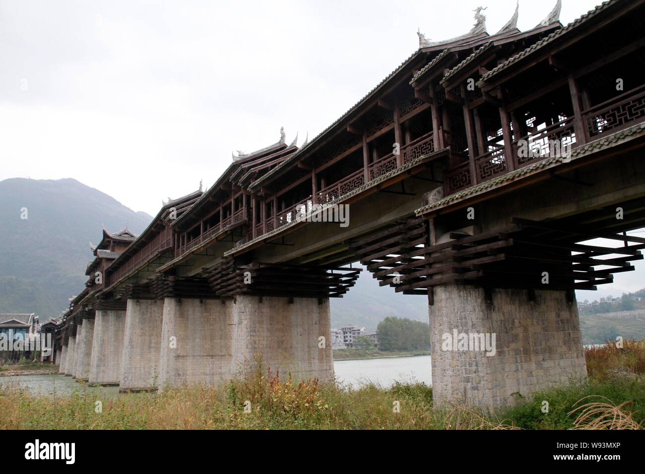 --FILE--View of Zhuoshui Fengyu Covered Bridge in Zhuoshui town ...
