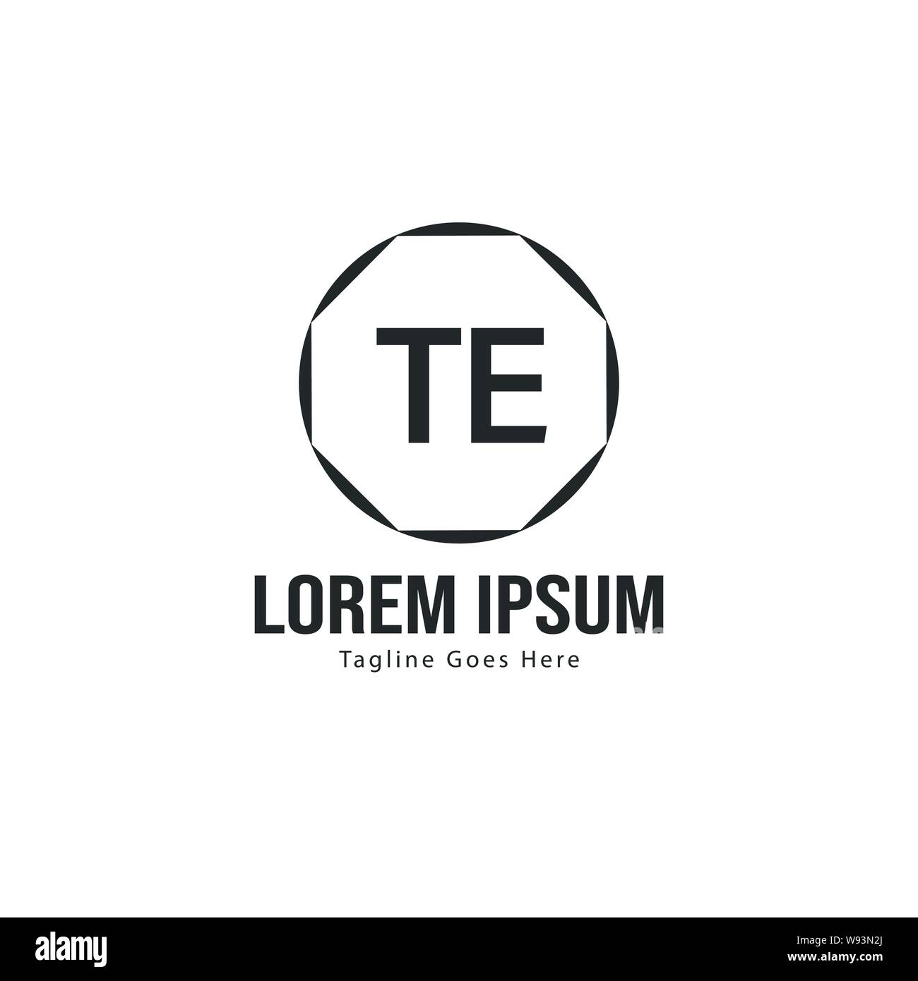Initial TE logo template with modern frame. Minimalist TE letter logo ...