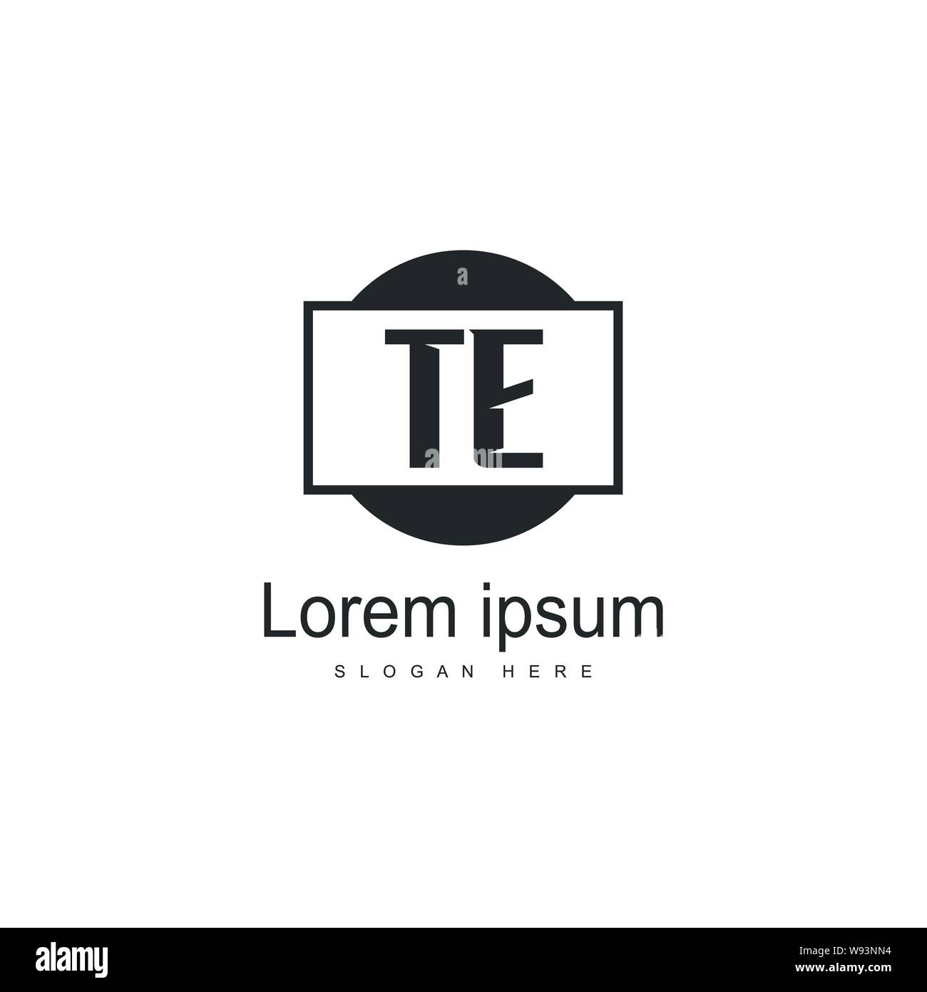 Initial TE logo template with modern frame. Minimalist TE letter logo ...