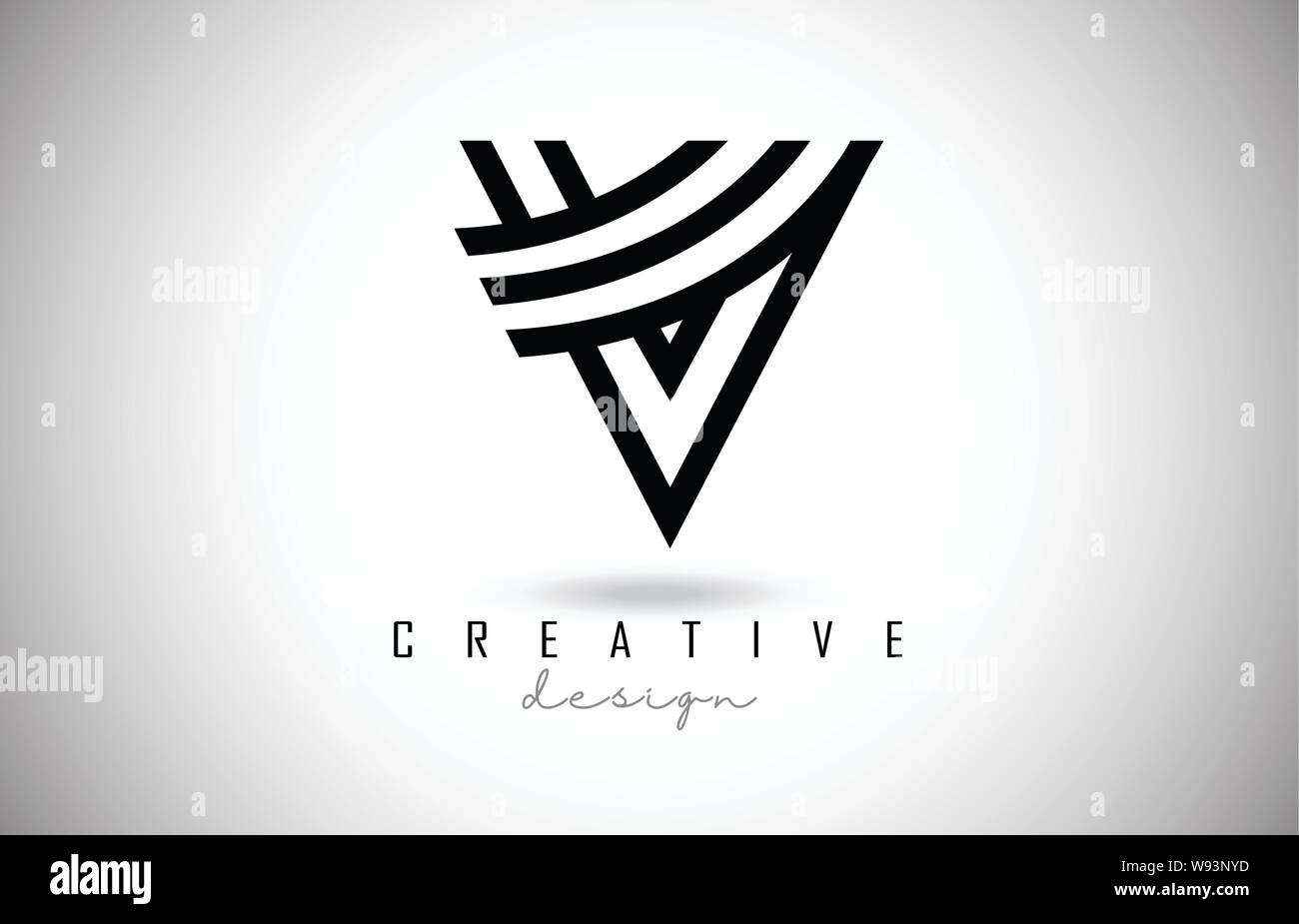 V Letter Logo Monogram Design. Creative V Letter Icon with Black Lines ...