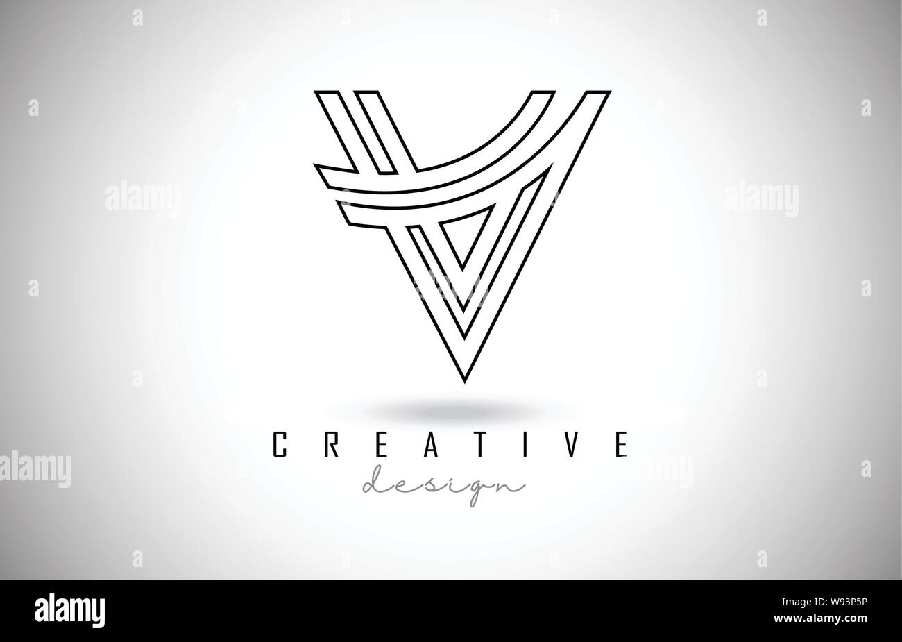 V Letter Logo Monogram Design. Creative V Letter Icon with Black Lines ...
