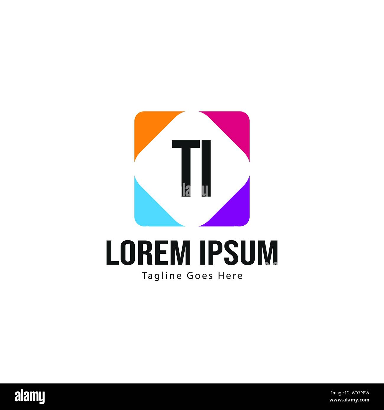 Initial TI logo template with modern frame. Minimalist TI letter logo ...