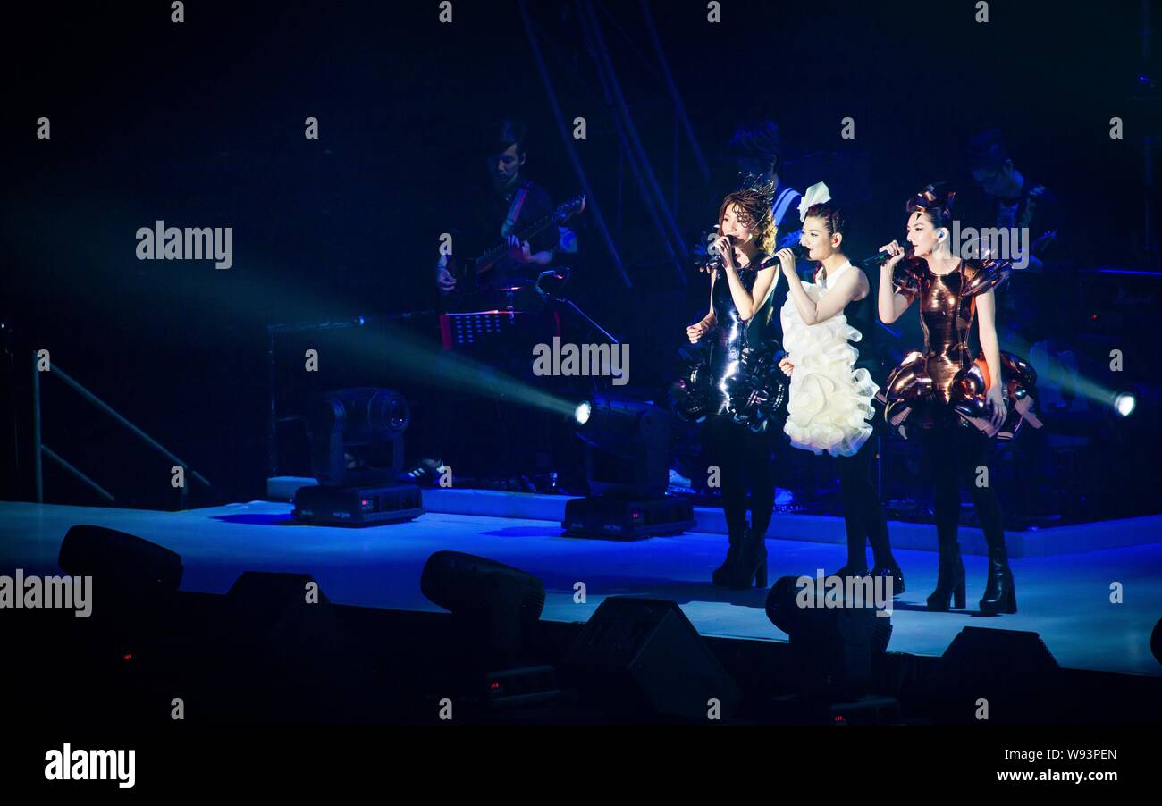 (From left) Hebe Tien, Selina Jen and Ella Chen of Taiwanese pop girl ...