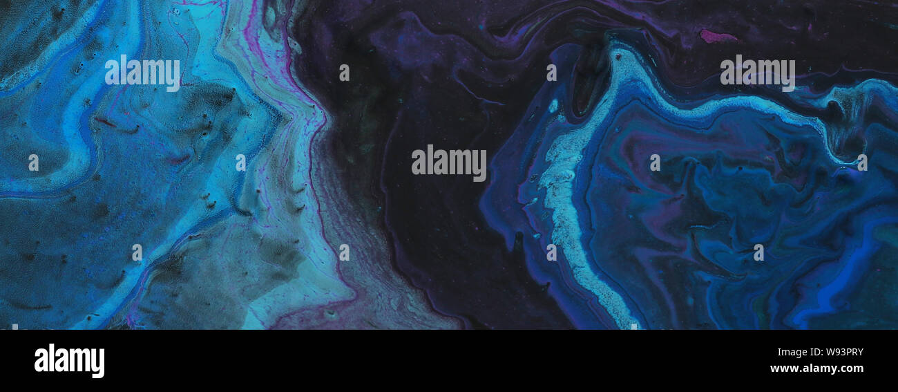 abstract marbleized effect background. Blue, mint and black creative ...