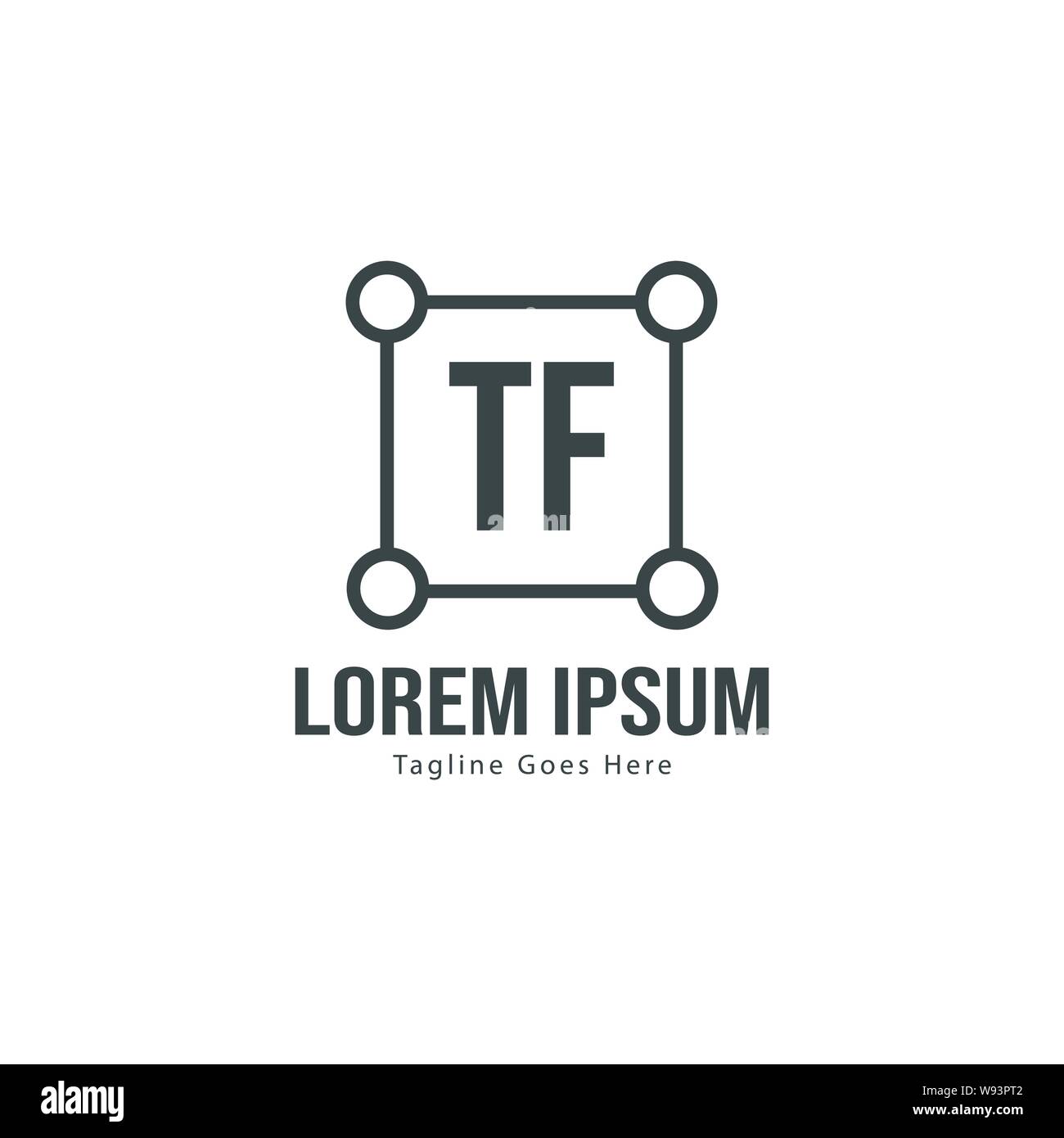 Initial TF logo template with modern frame. Minimalist TF letter logo ...