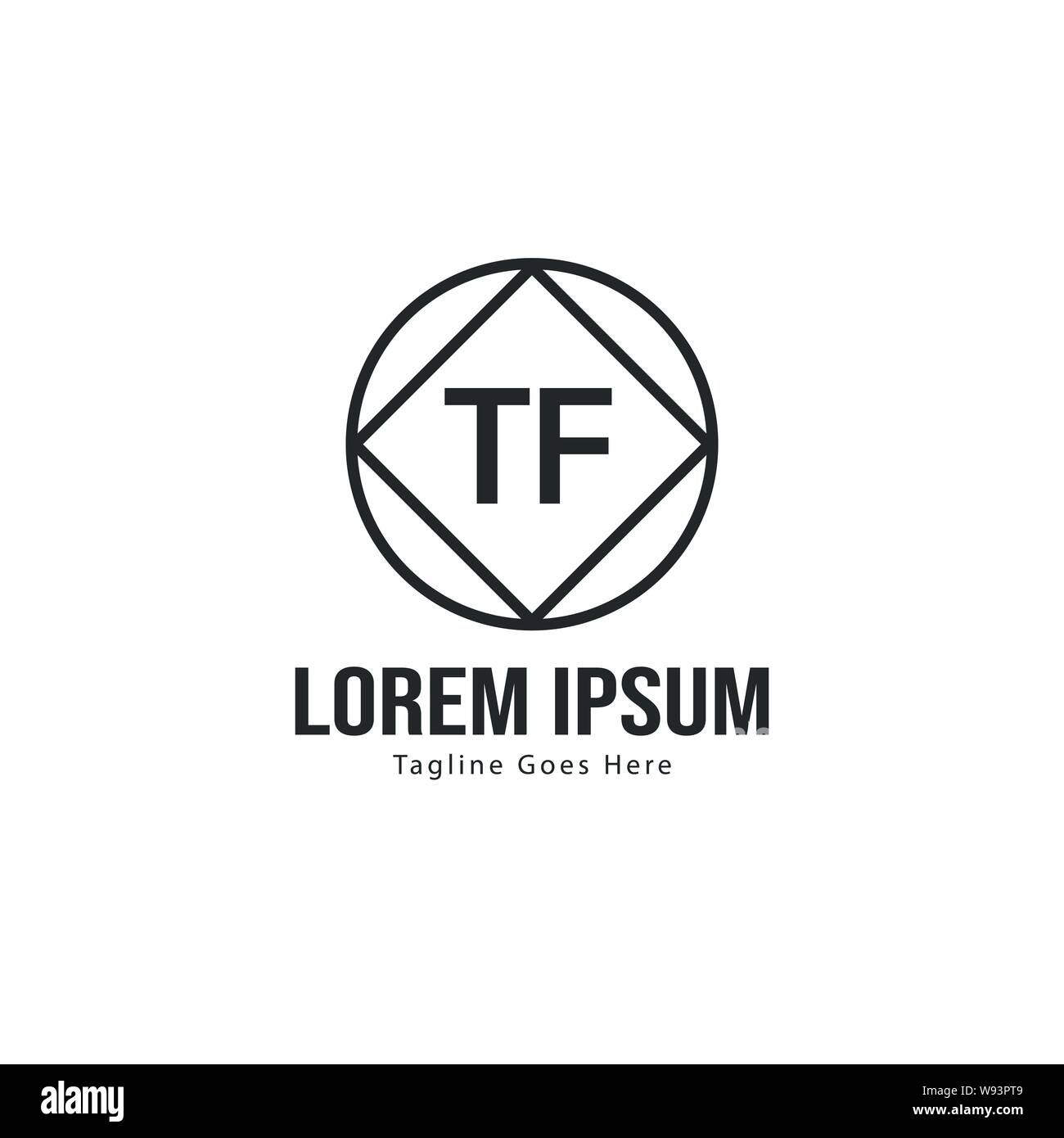 Initial TF logo template with modern frame. Minimalist TF letter logo ...