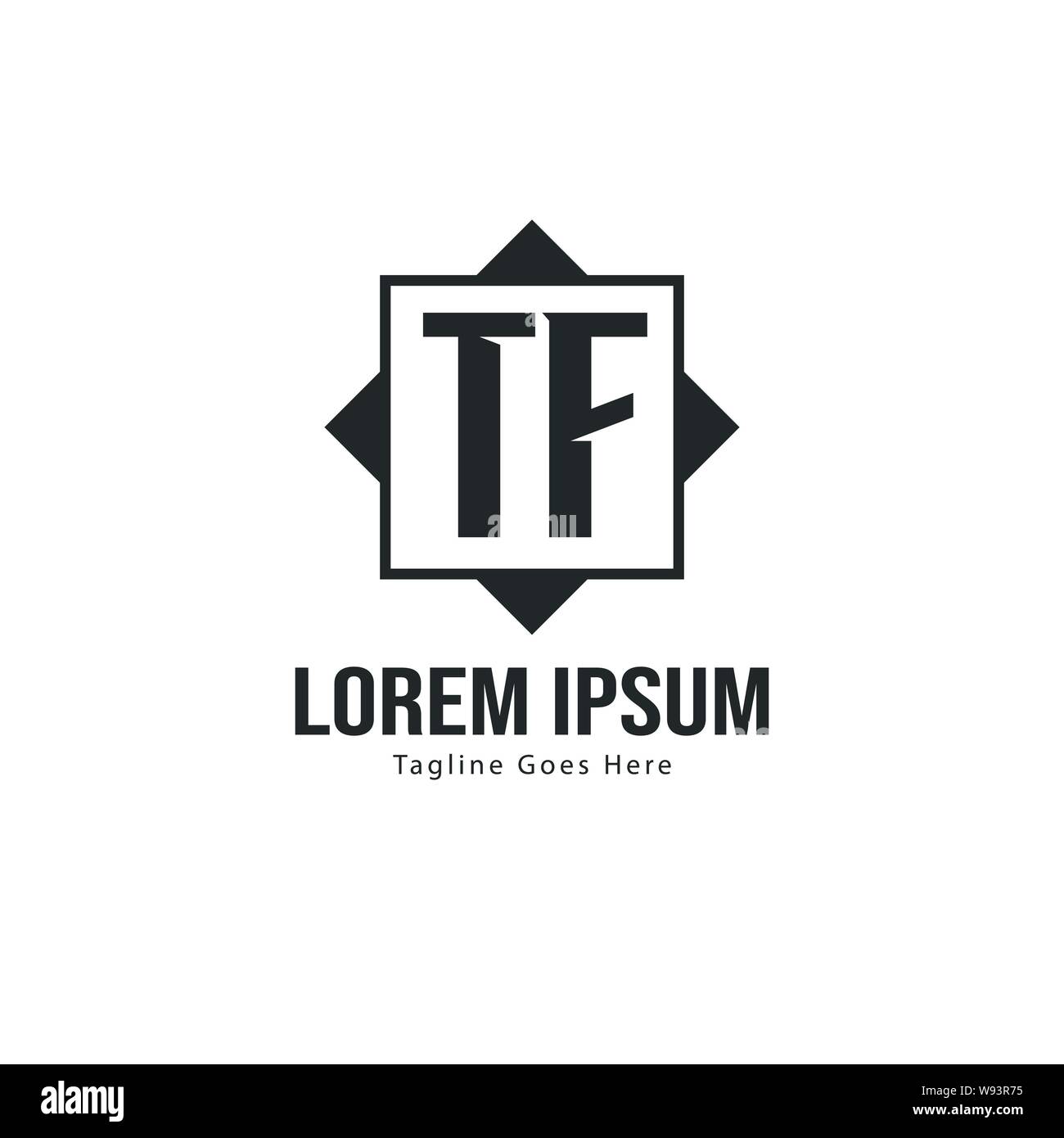 Initial TF logo template with modern frame. Minimalist TF letter logo ...