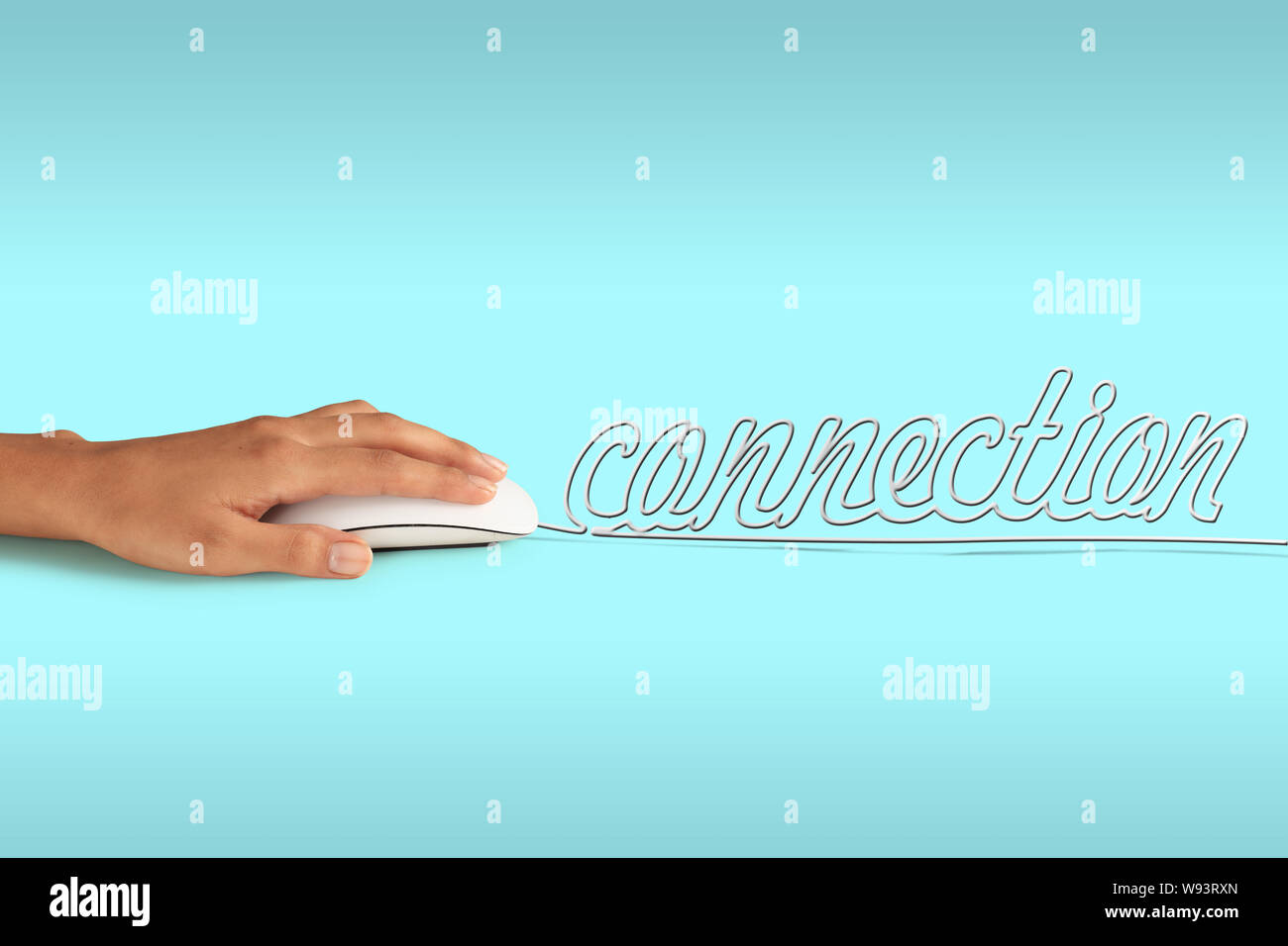 Computer mouse with its wire making a word connection Stock Photo - Alamy