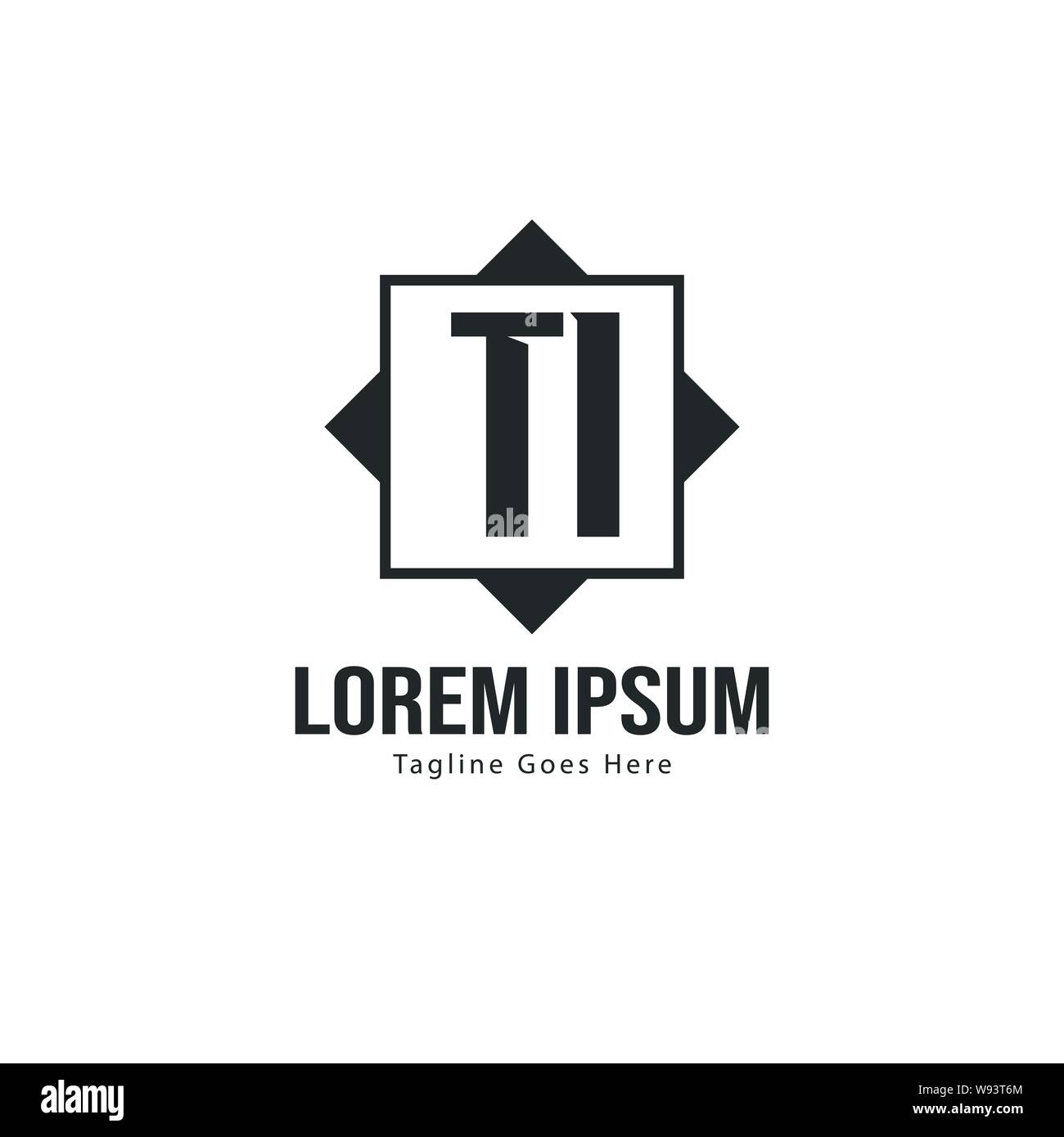 Initial TI logo template with modern frame. Minimalist TI letter logo ...