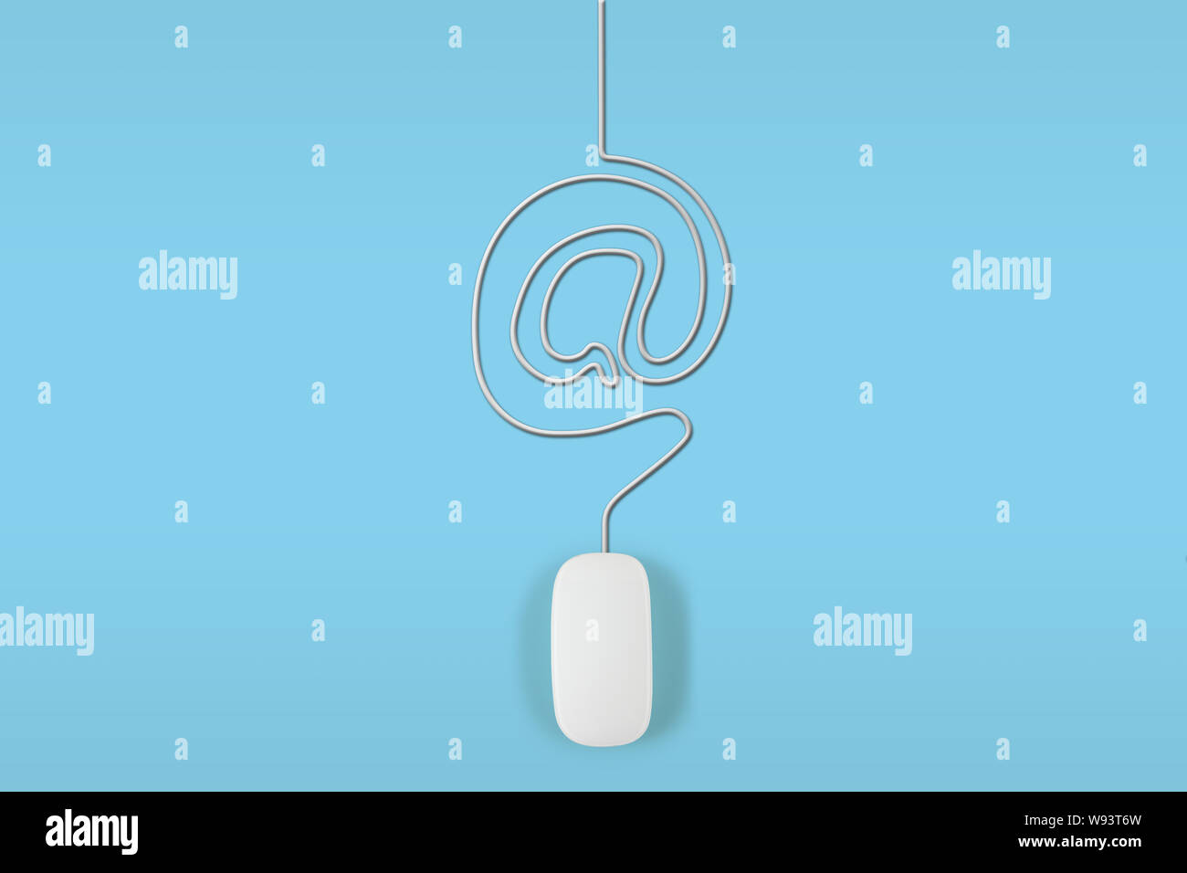 Computer mouse with its wire making at symbol Stock Photo - Alamy