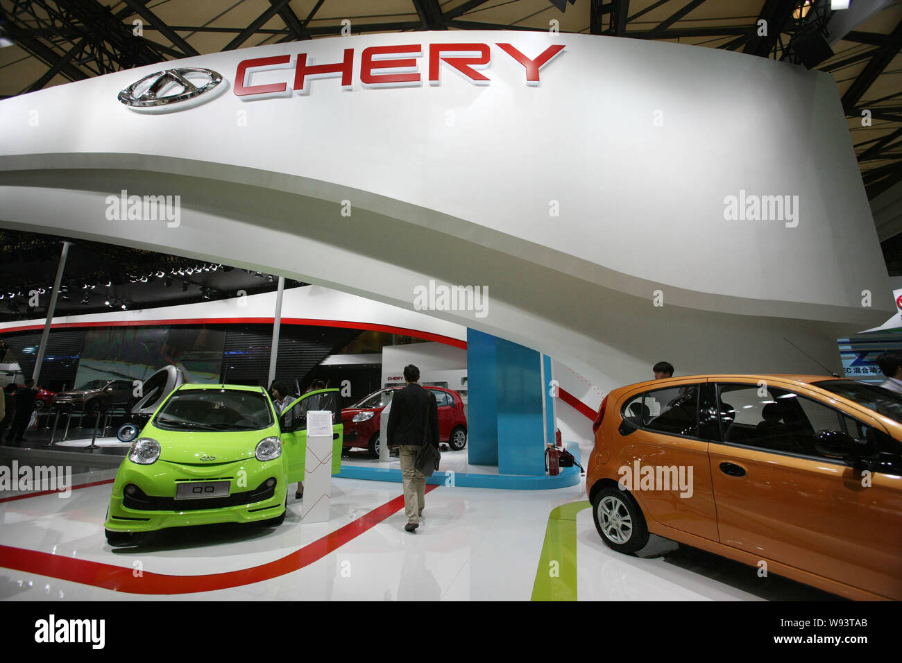 --FILE--QQ cars are displayed at the stand of Chery during the 15th ...